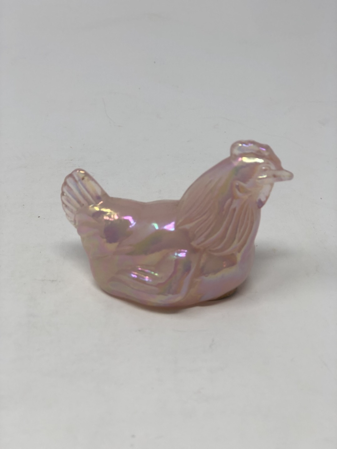 Pink Iridescent Miniature Fenton Chicken