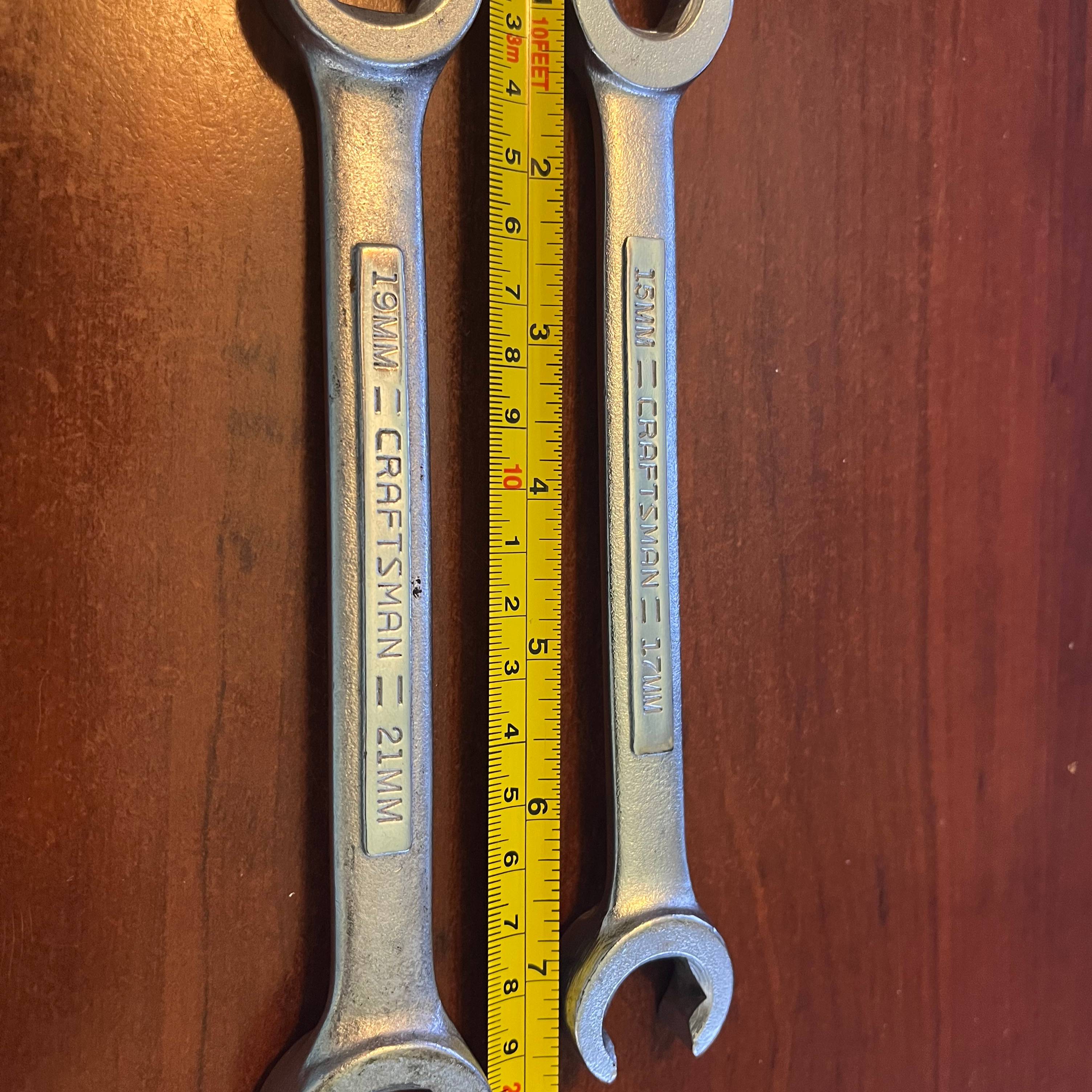 Set of 2 Vintage Metric Flare Nut Line Wrenches - USA - V