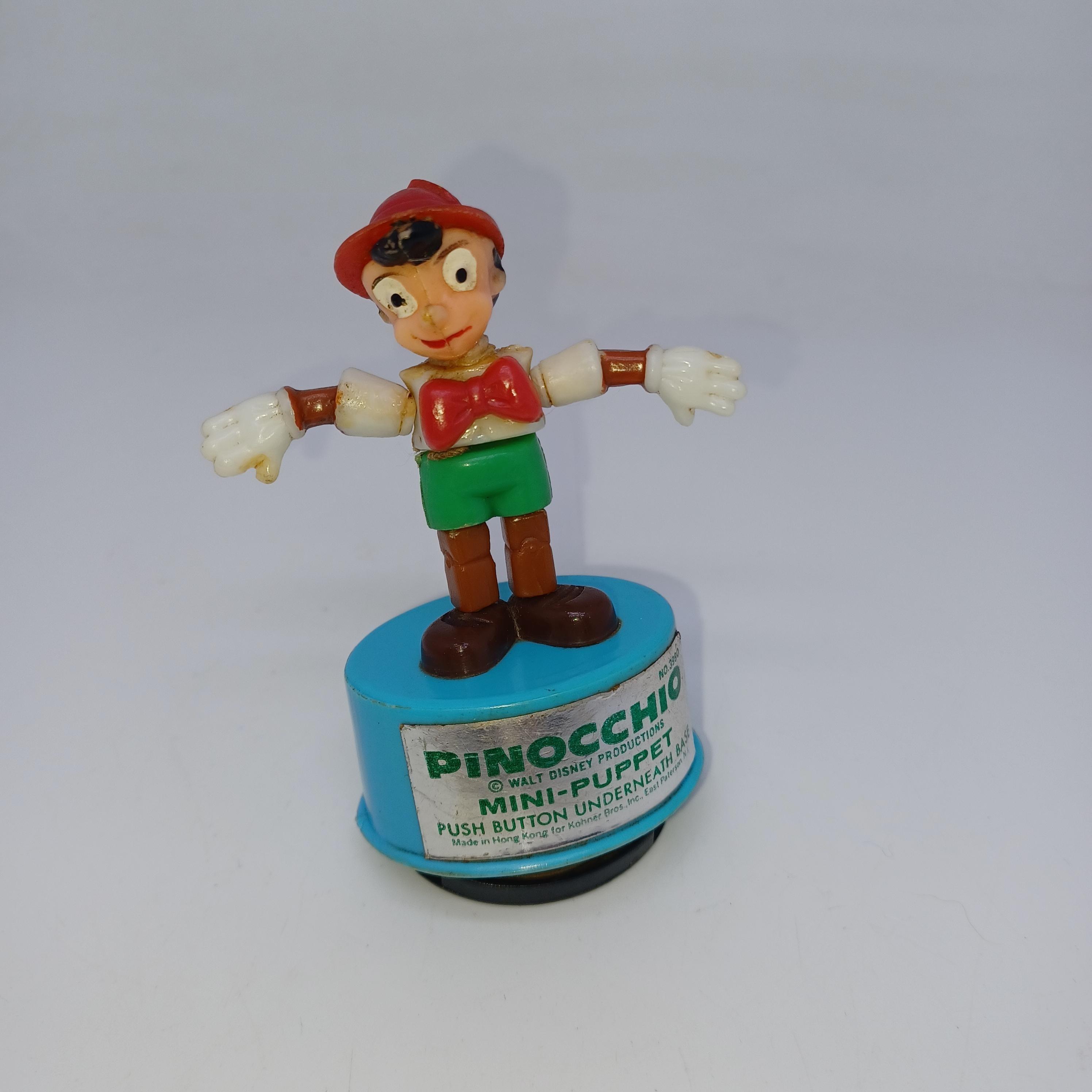 Vintage PINOCCHIO Disney Kohner Mini Push Button Puppet Toy Hong Kong