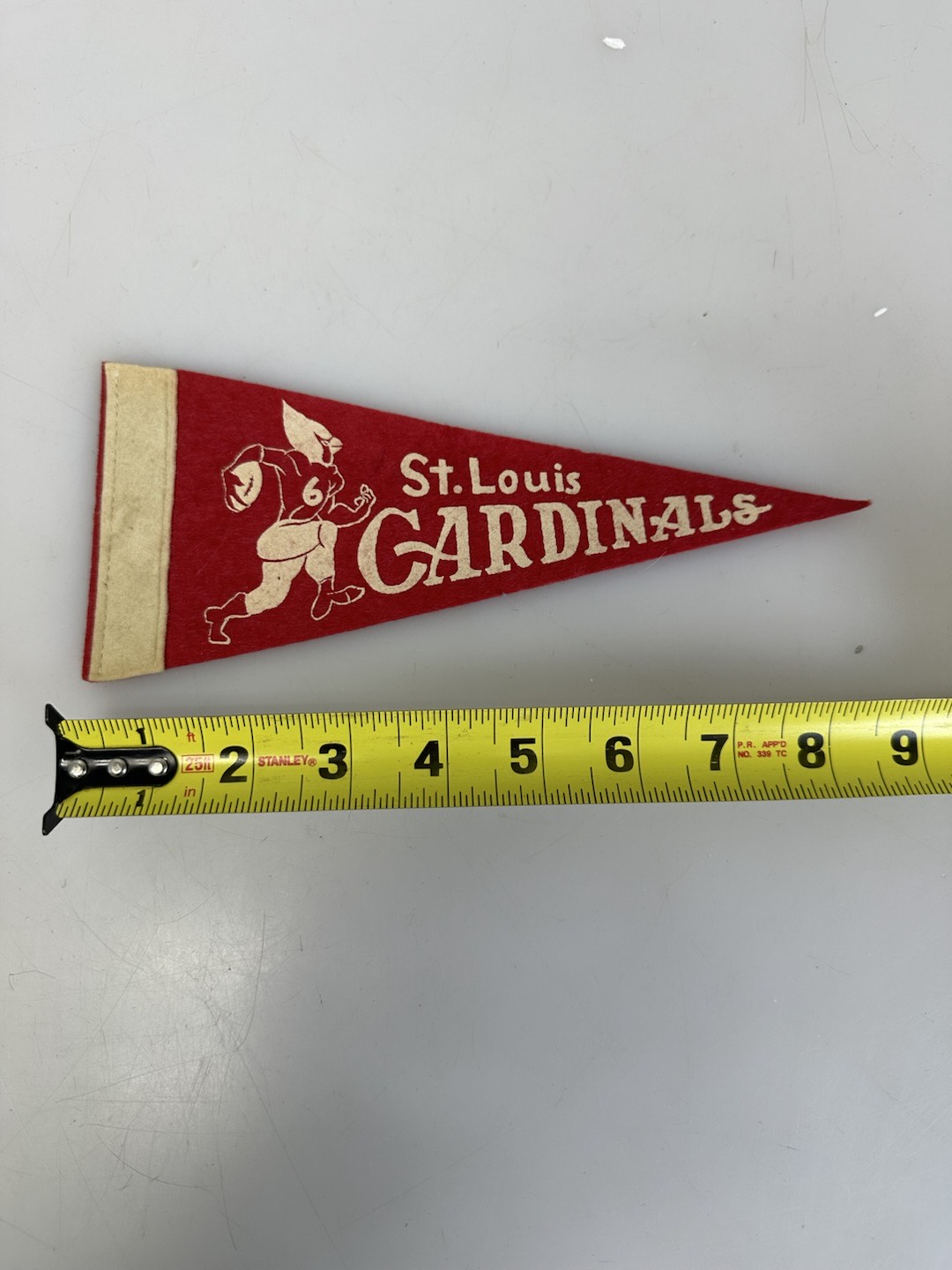 Miniature vintage 1950’s St. Louis Cardinals felt pennant.