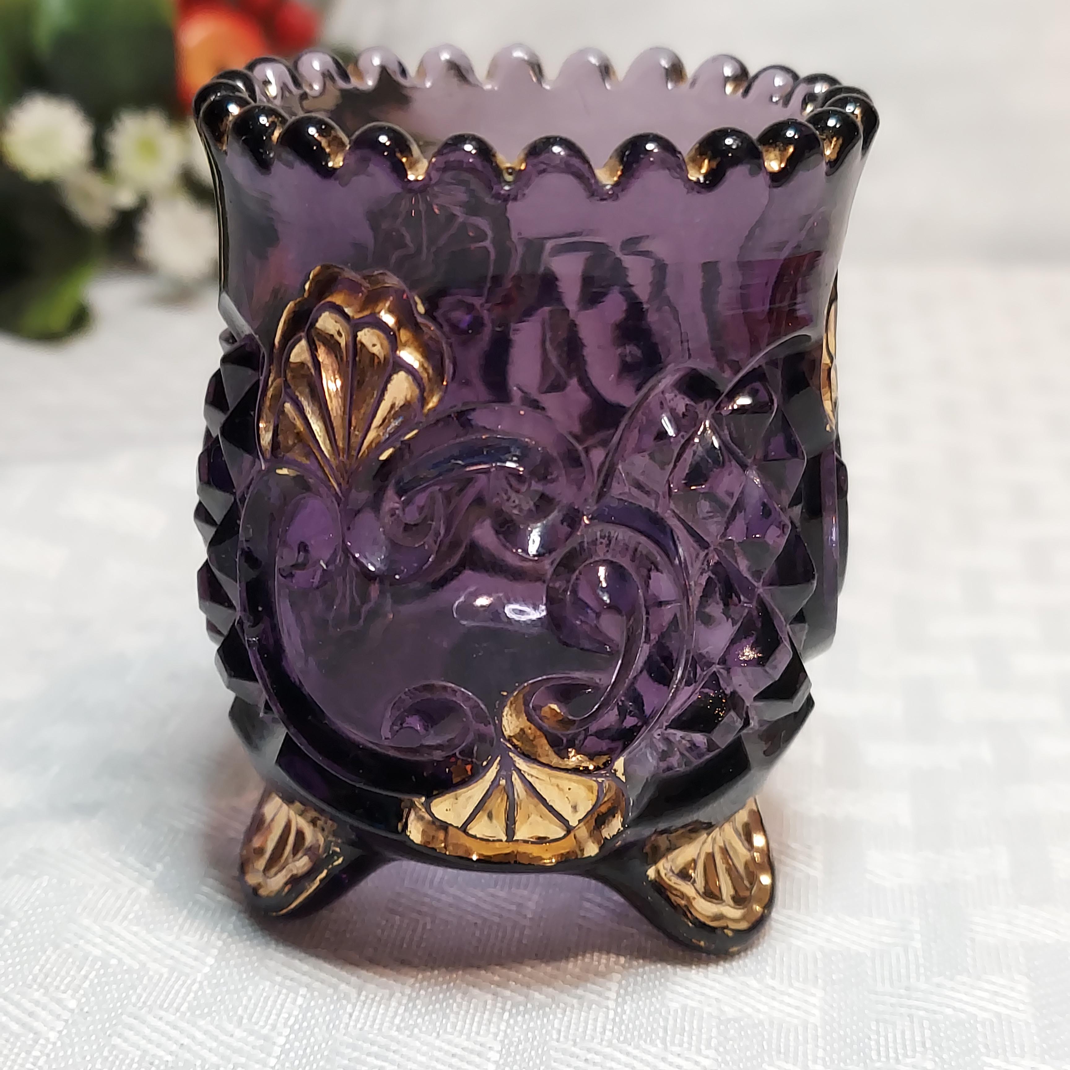 EAPG Riverside Glass Croesus Amethyst c. 1898 Spooner #484 Toothpick Holder