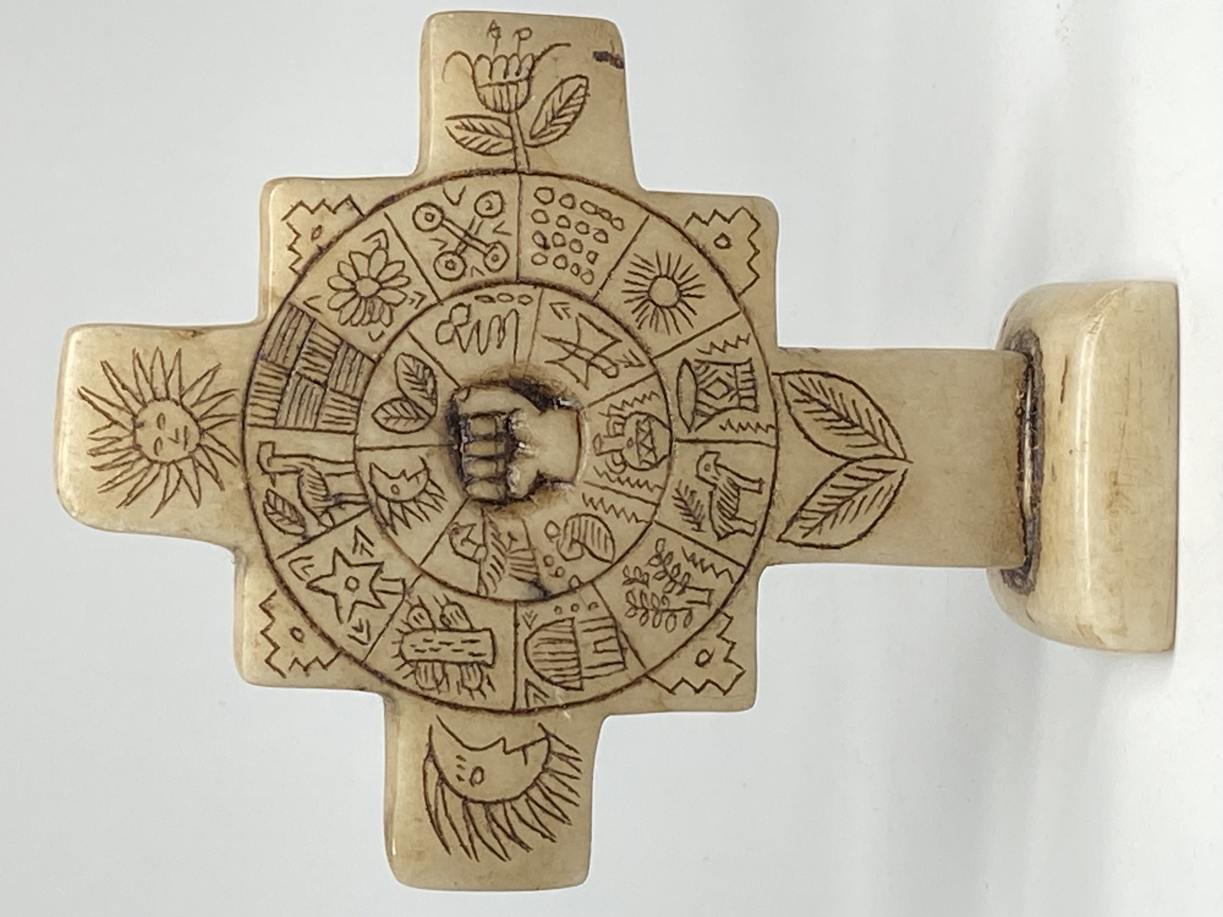 Peruvian Hand Carved Inca Calendar/Chakana Andean Cross, 5.5" Tall x 4. ...
