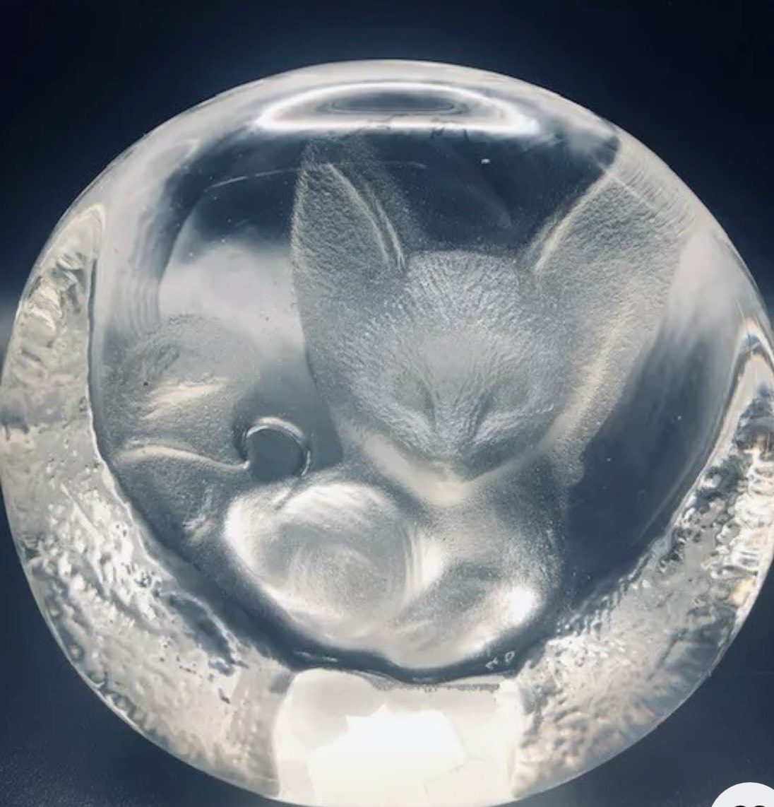 Yugoslavian Lead Crystal Kitten Paperweight.