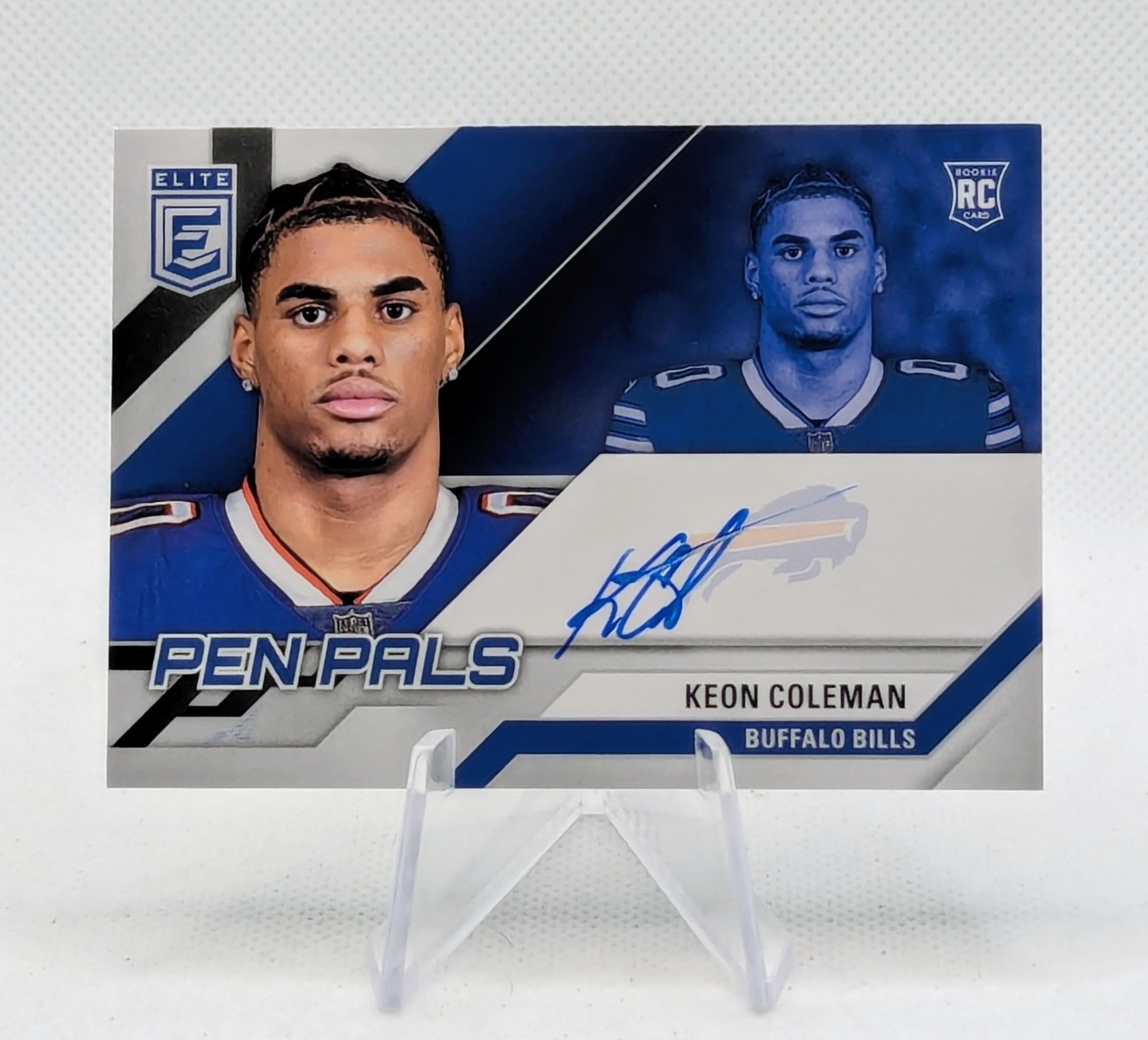 Keon Coleman 2024 Panini Donruss Elite Pen Pals ON CARD Rookie Blue Ink Auto RC
