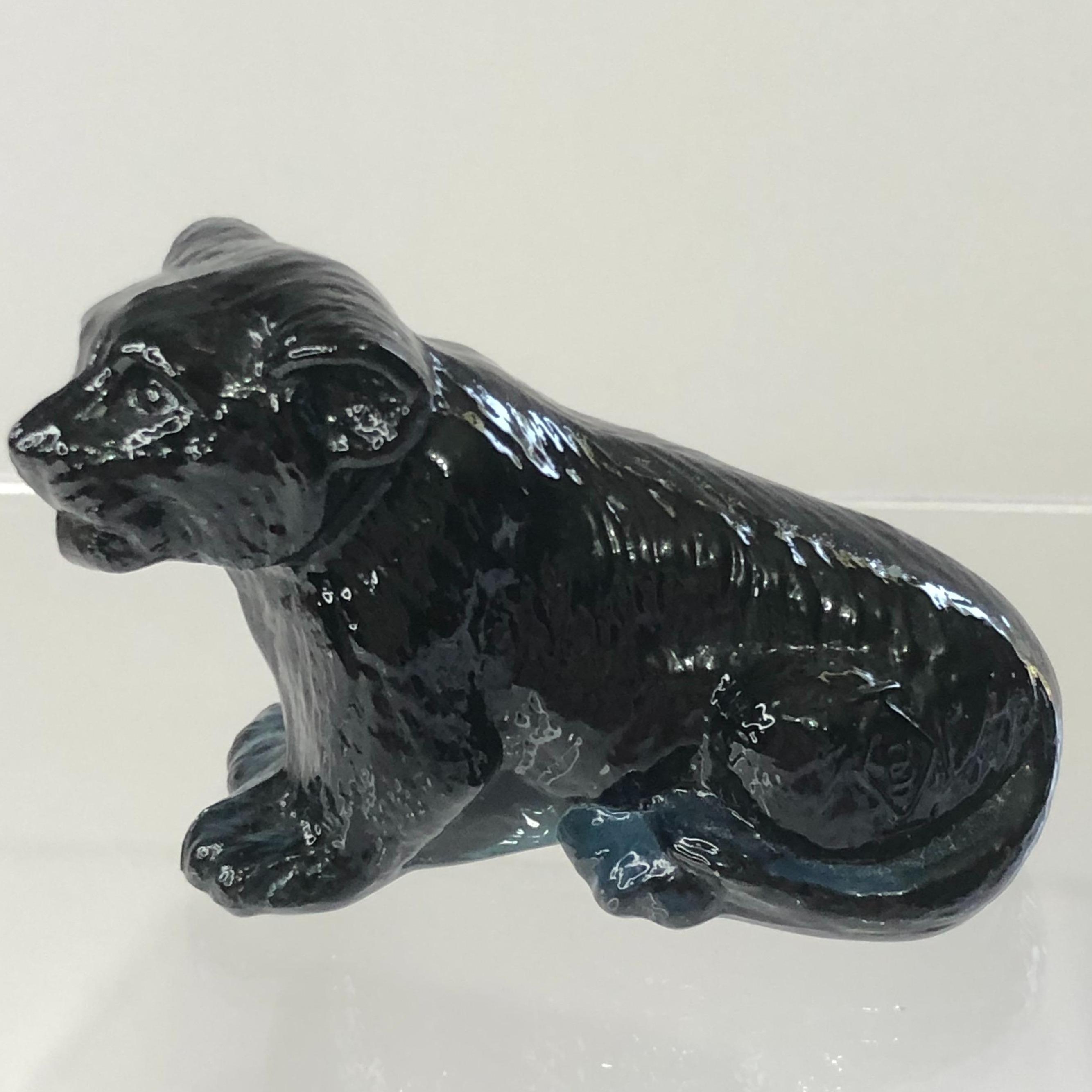 Bernard Boyd Black Glass Tiger Cub Figurine