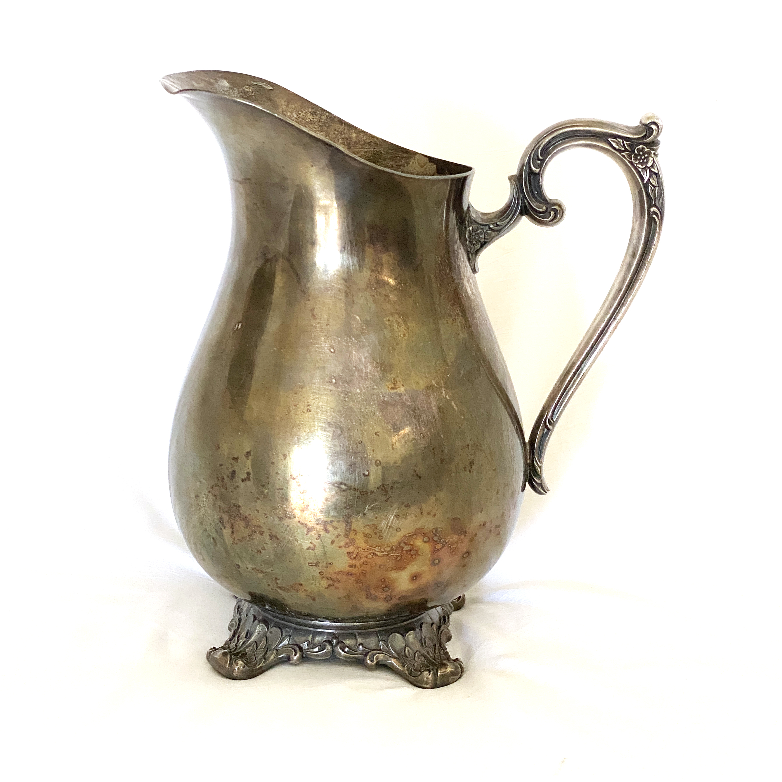 Antique WM Rogers 1917 Silver Plate Footed Pitcher Vintage Rose ...