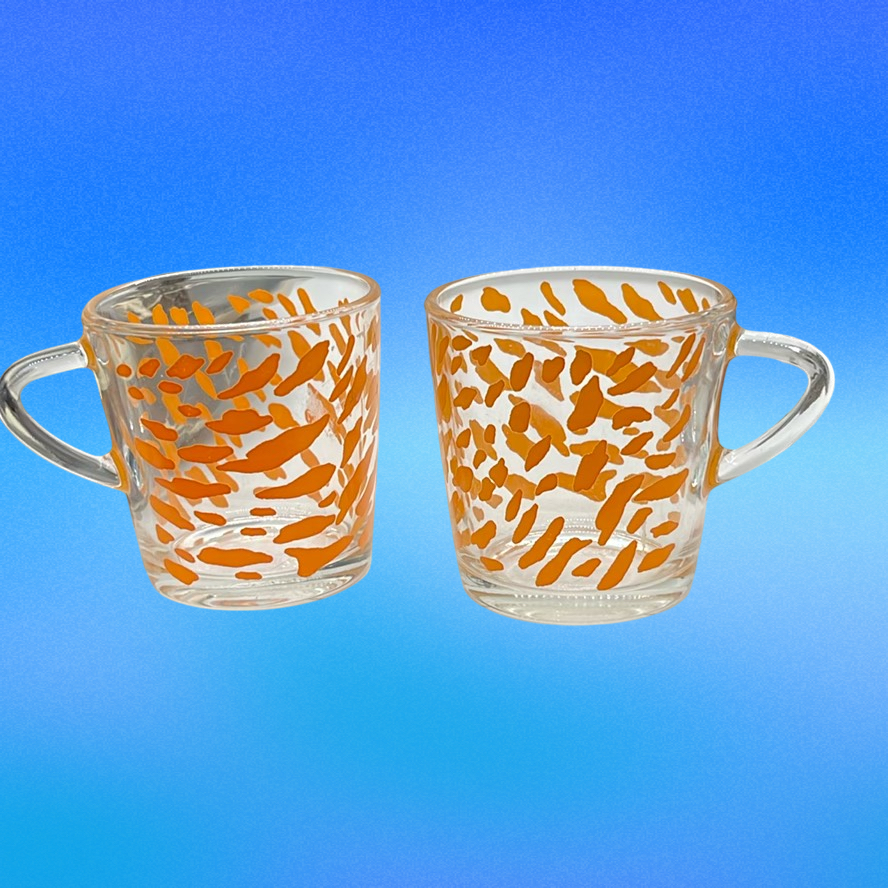 14. Vintage Retro Style Glass Mugs Set Of 2 made in France