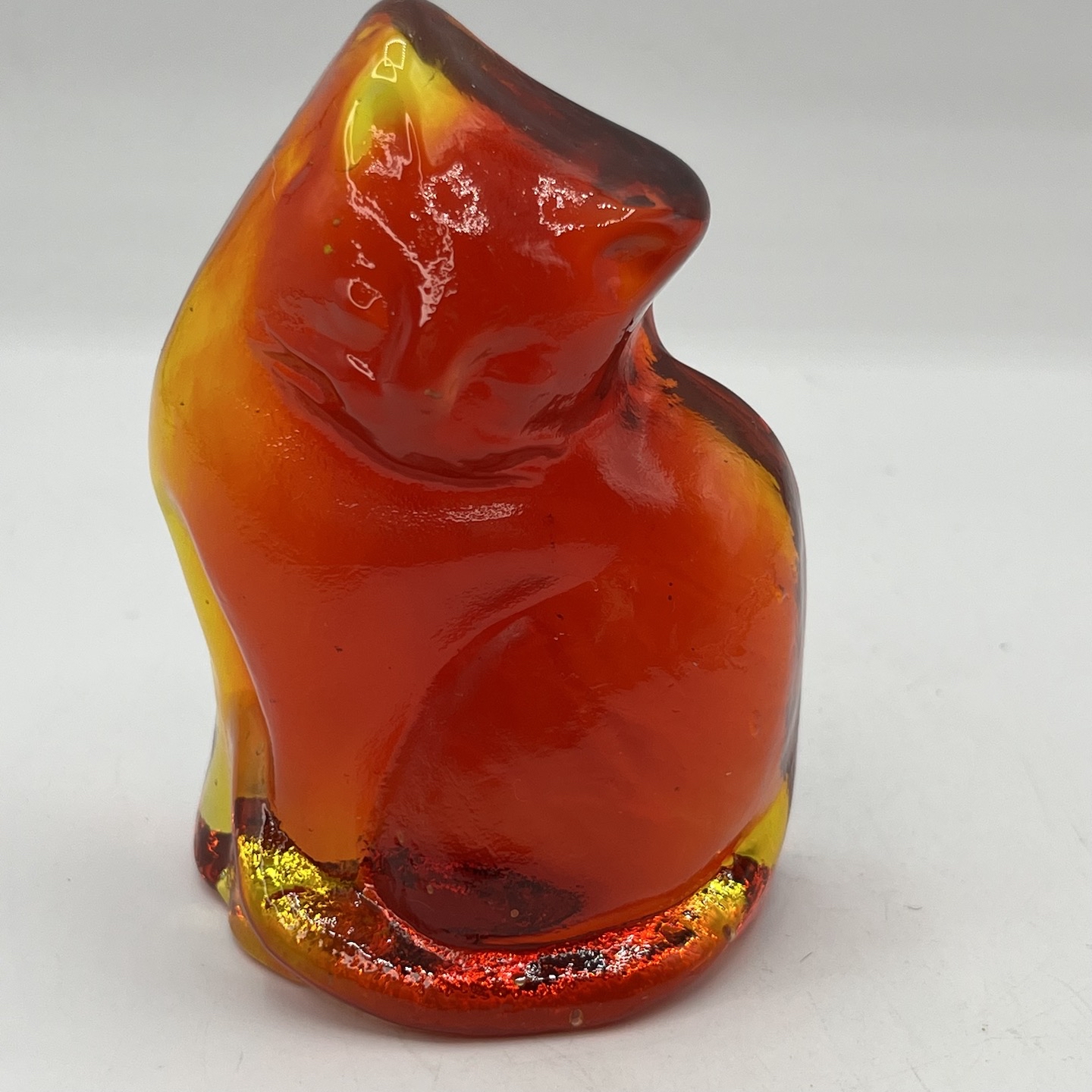 Blenko Tangerine Art Glass Cat Critter 2023