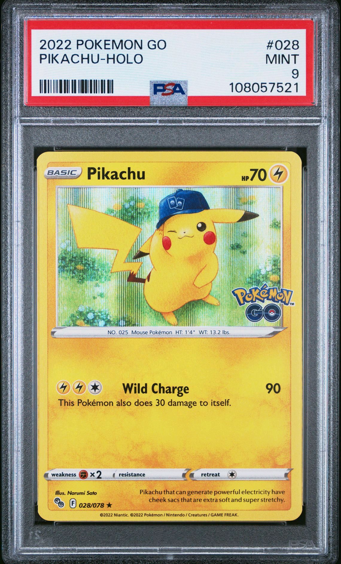 2022 Pokemon Go Pikachu Holo PSA 9