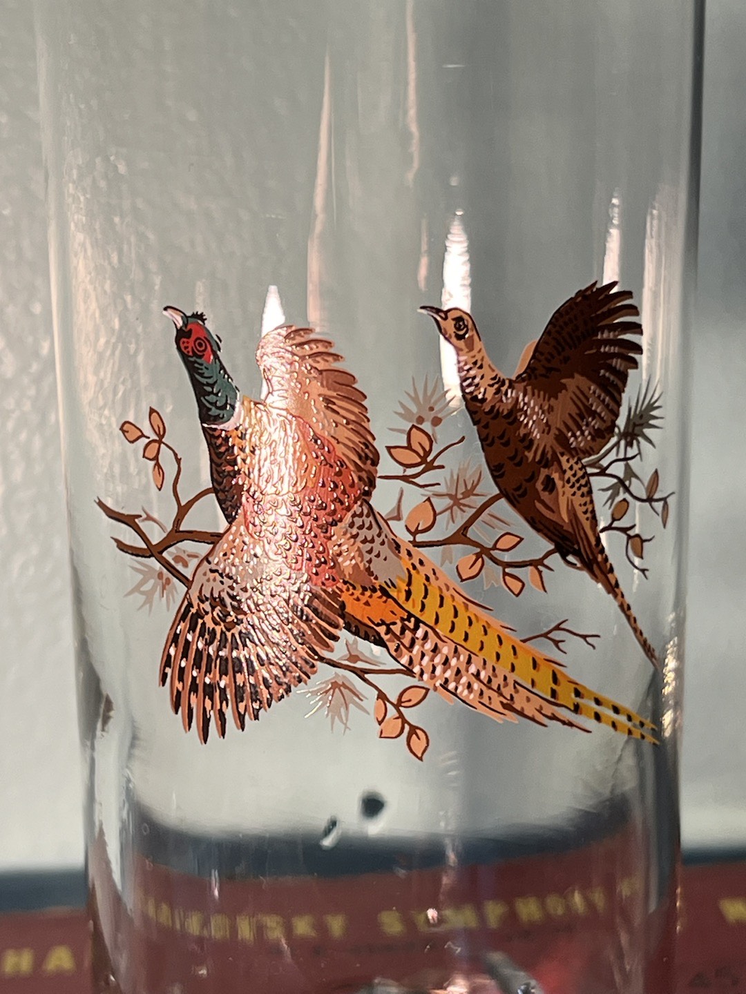 Vintage Princess House Glass Cocktail Mixing Pitcher w Pheasants & Gold ...