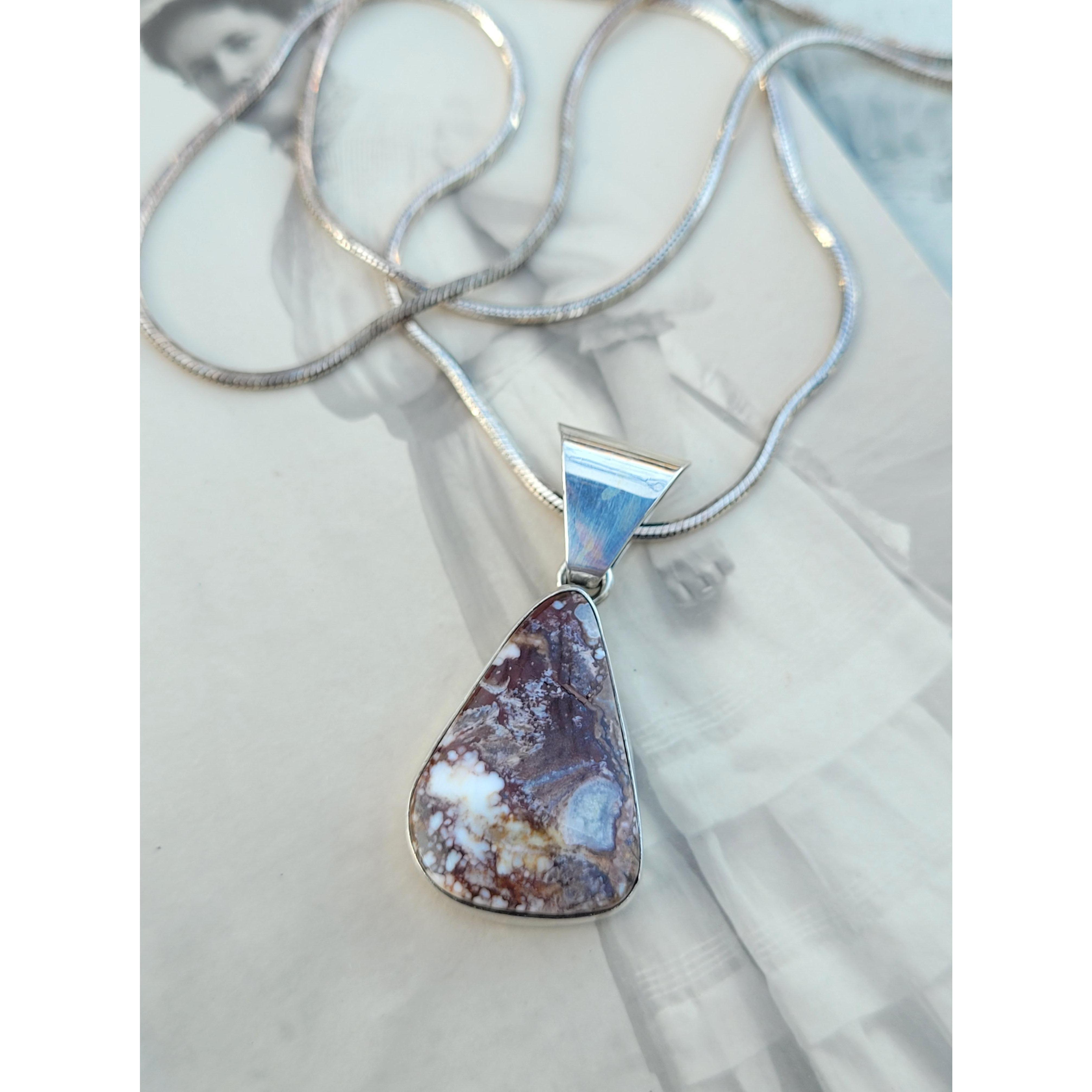 Vintage Sterling Silver Wild Horse Jasper Mod 90s Necklace 18"