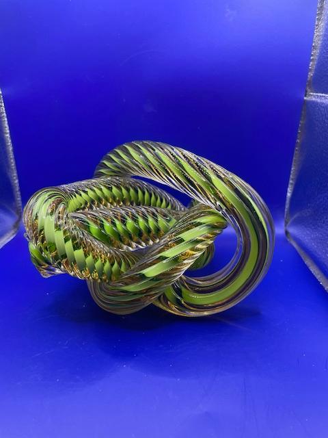 Fusion Z Czech Art Glass Rope Knot Green Signed