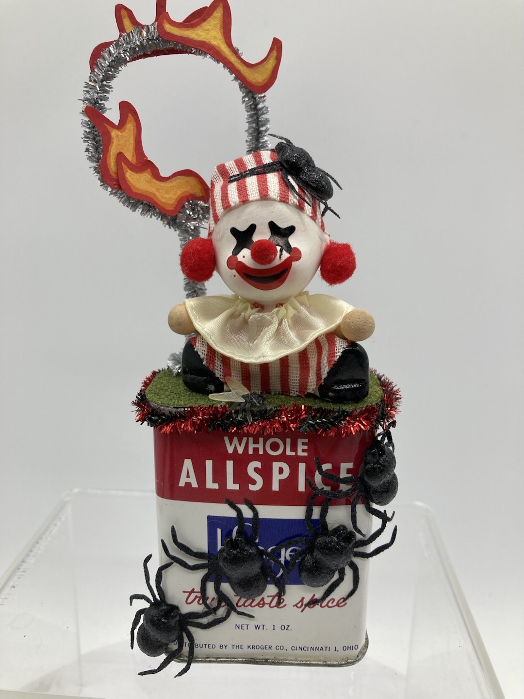 Handmade By Me - Creepy Clown w/Spiders on Spice Tin