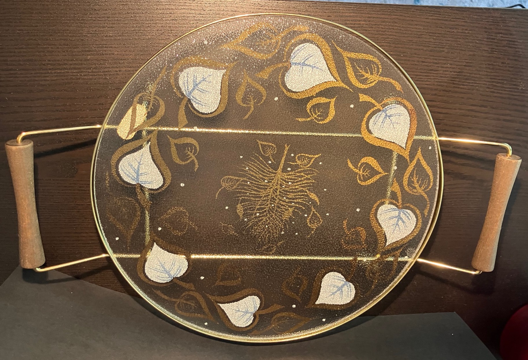 VTG United Glass Industries Glass Tray designed with 22kt gold