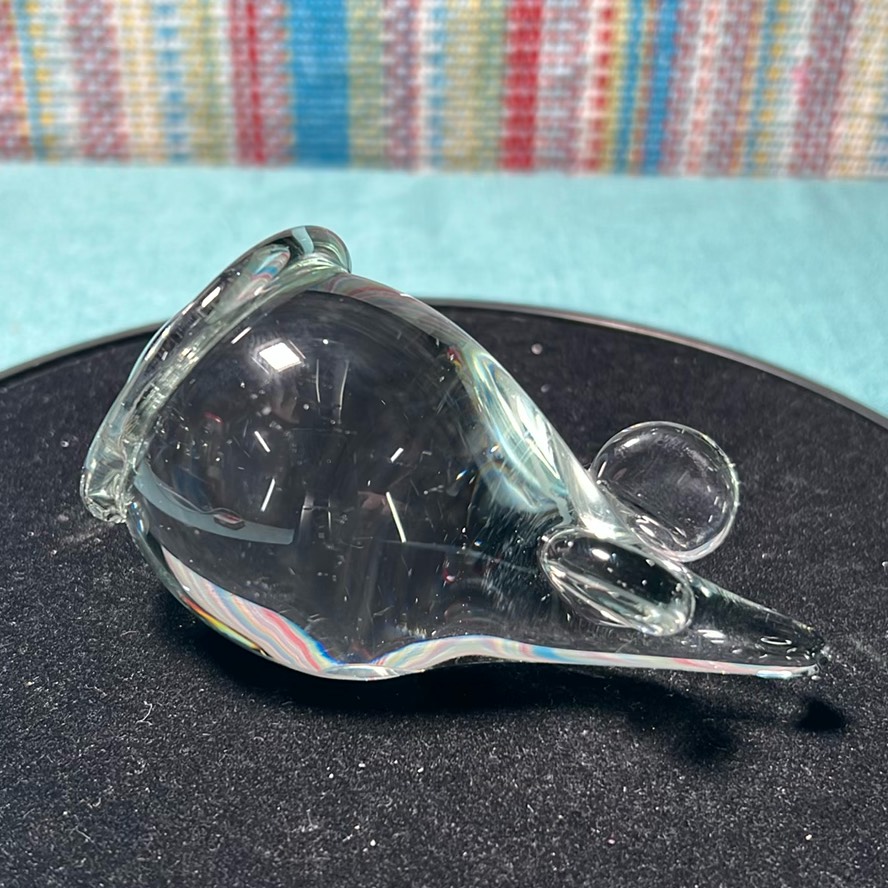 Art glass mouse paperweight with blemishes
