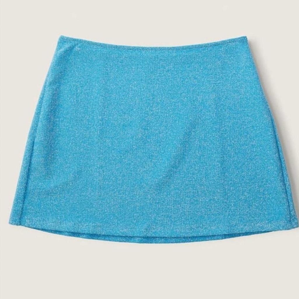 L-VICTORIA'S SECRET PINK Shimmer Swim Mini Skirt Bright Marine 🩵 NWT