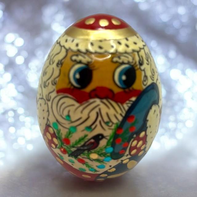 Artist Signed Hand Painted Santa Egg