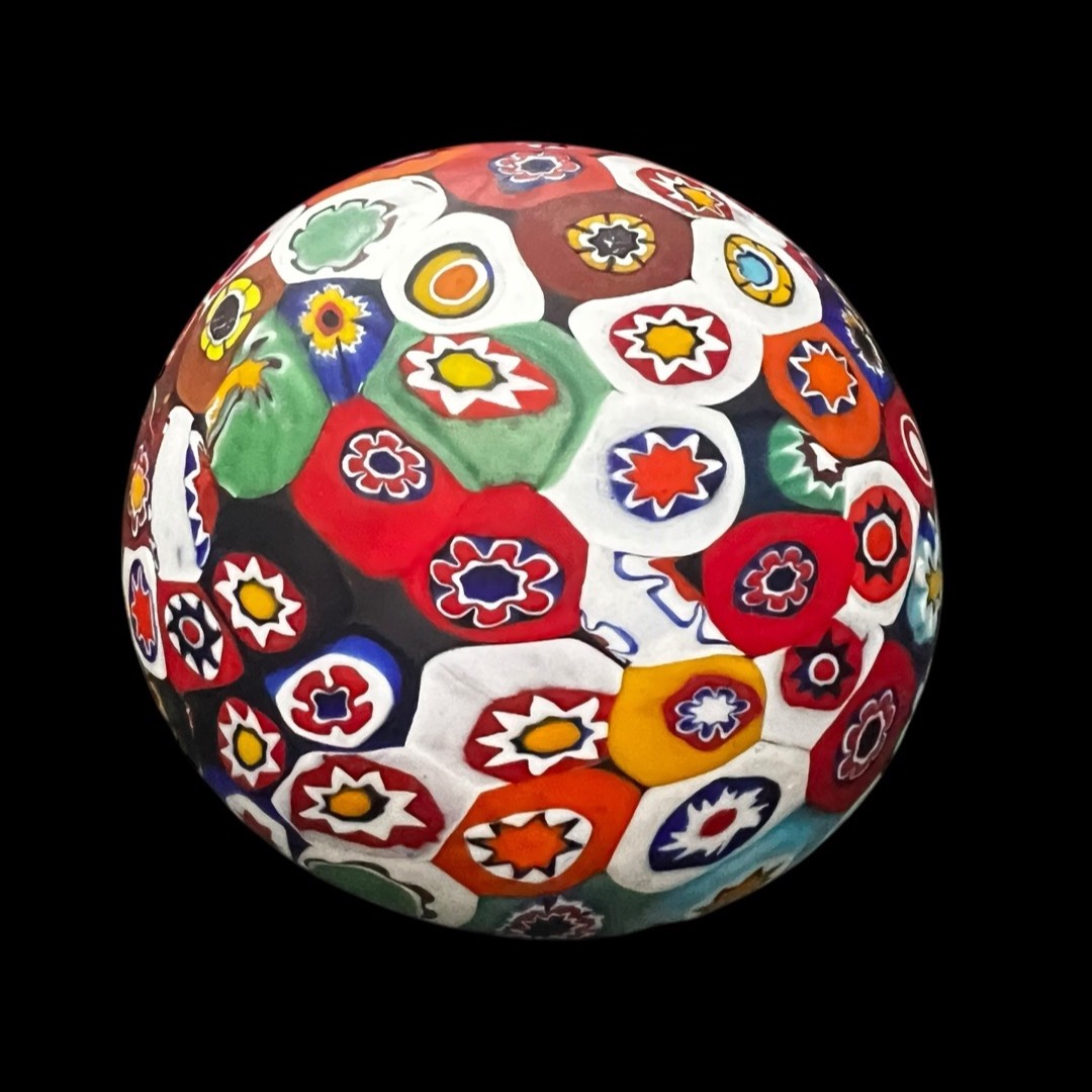 Murano Matte Millefiori Paperweight 3”