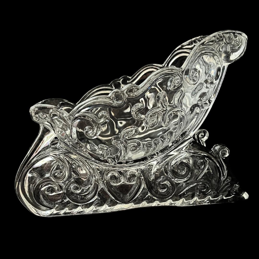 Vintage Fitz and Floyd Crystal Glass Santa Sleigh with Elegant Scroll ...