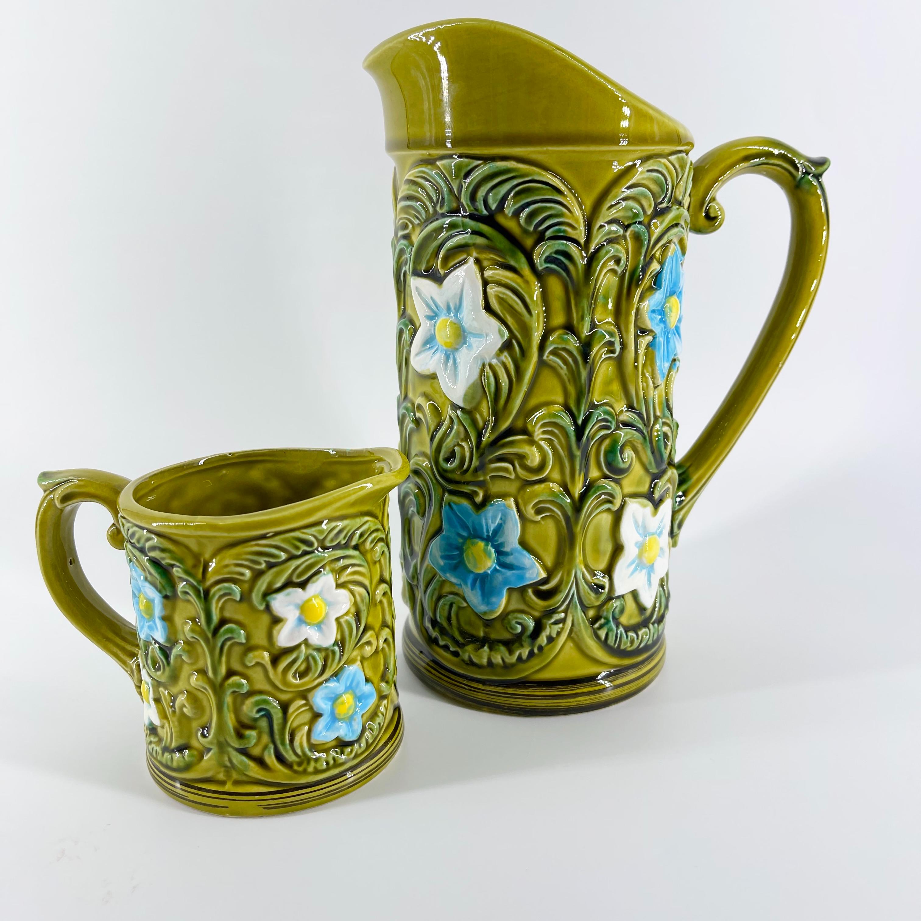 Vtg 1970 Geo Lefton MCM Green Ceramic Pitcher #6453 With Matching ...