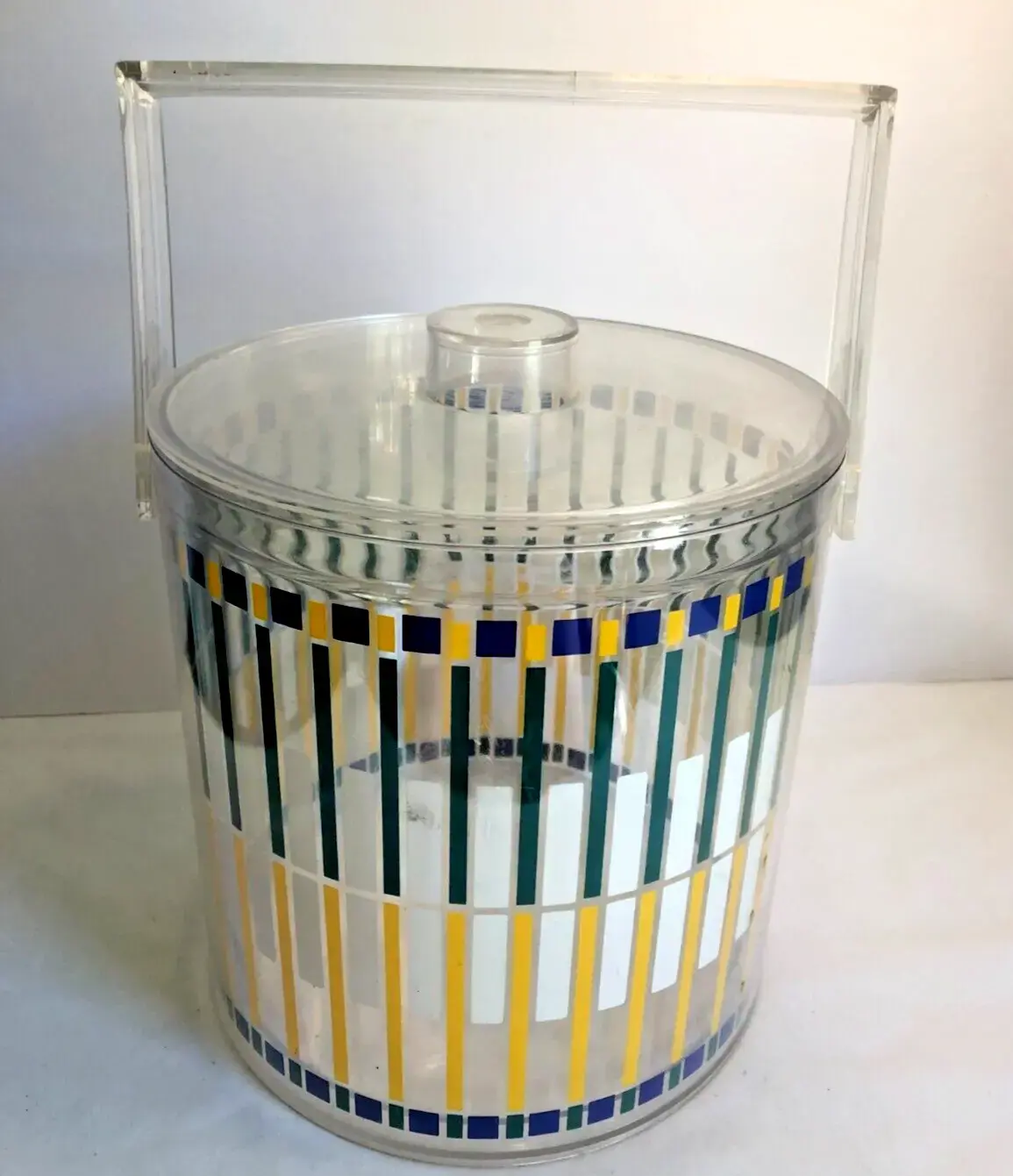 Vintage Stotter Acrylic Plastic Ice Bucket 1980s Green Blue Yellow ...