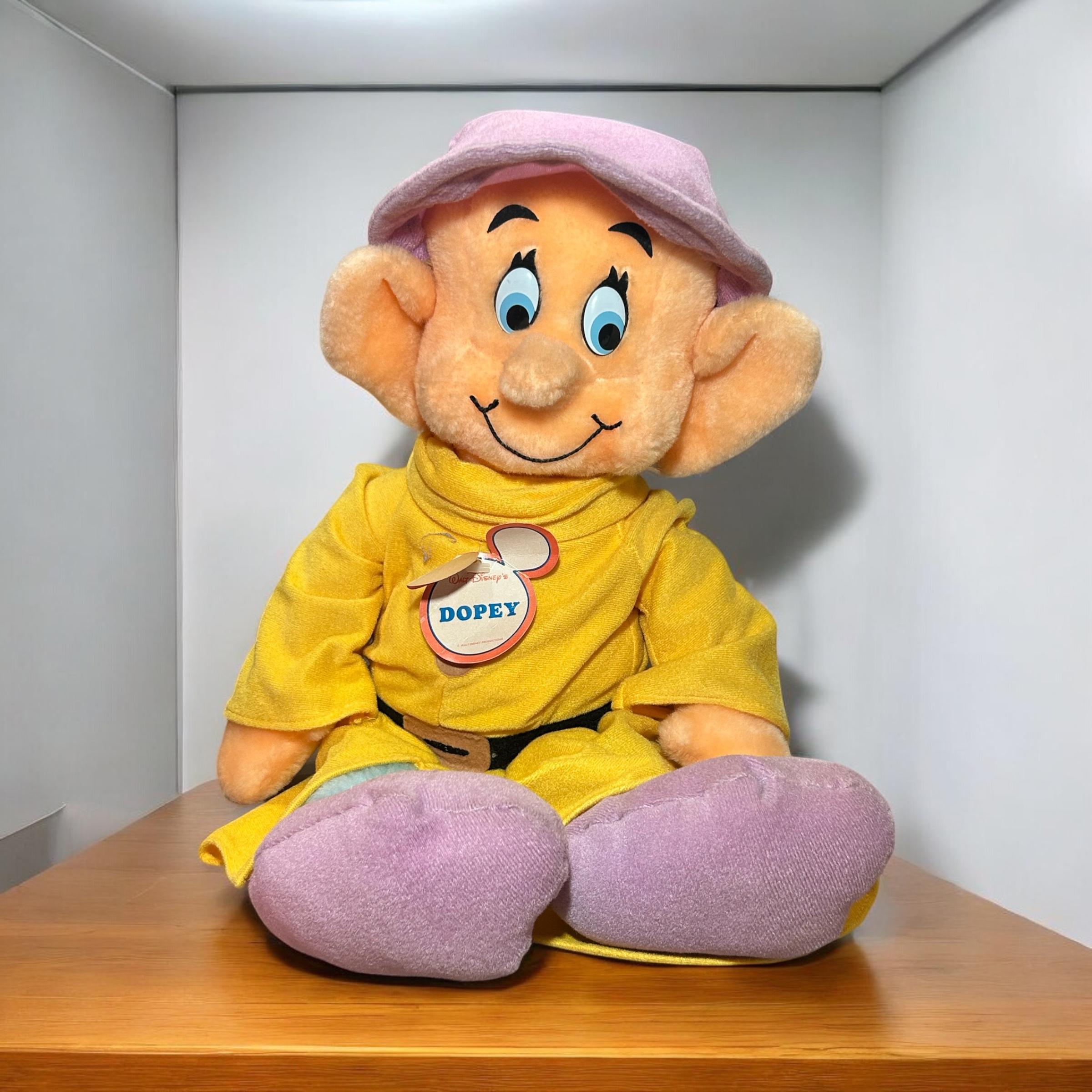 Vintage Walt Disney Dopey Snow White 7 Dwarfs California Stuffed Toy Co USA