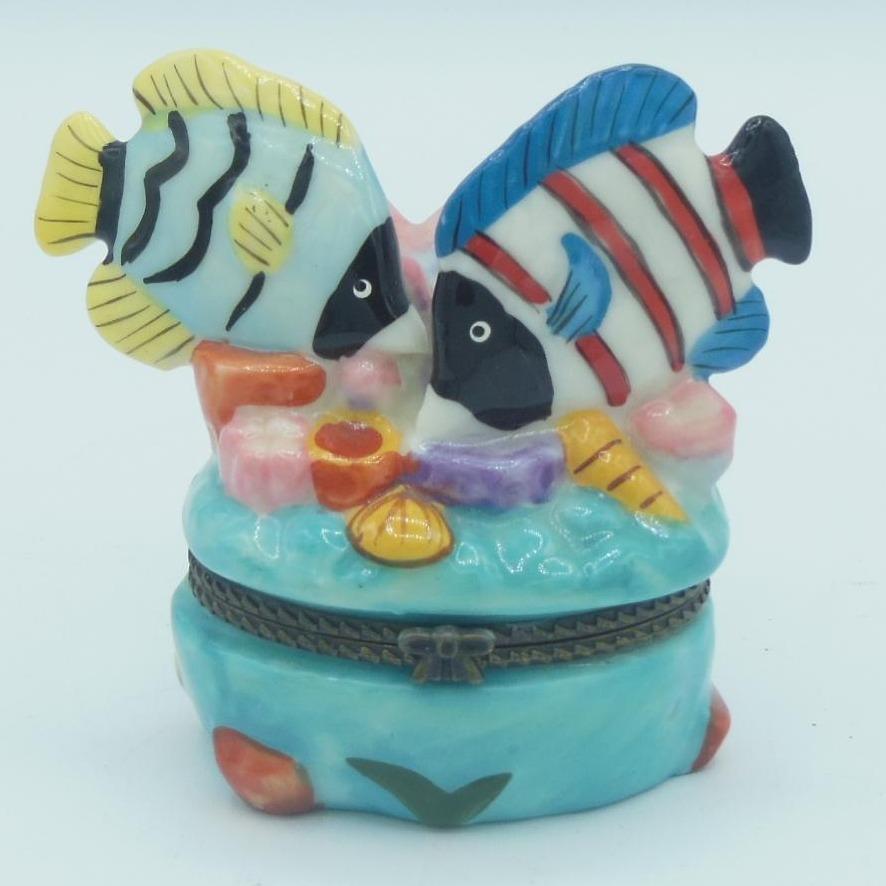 Colorful Vintage 1990s Porcelain TROPICAL FISH / SEALIFE, Hinged ...