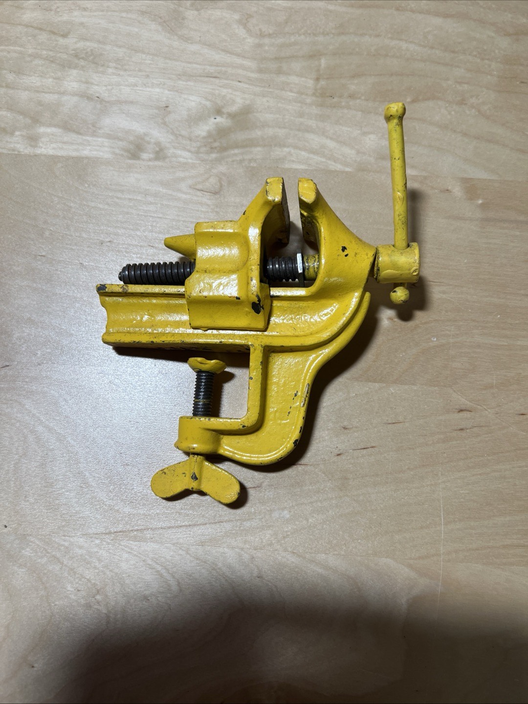 Small Vintage Bench Vise Clamp With Anvil