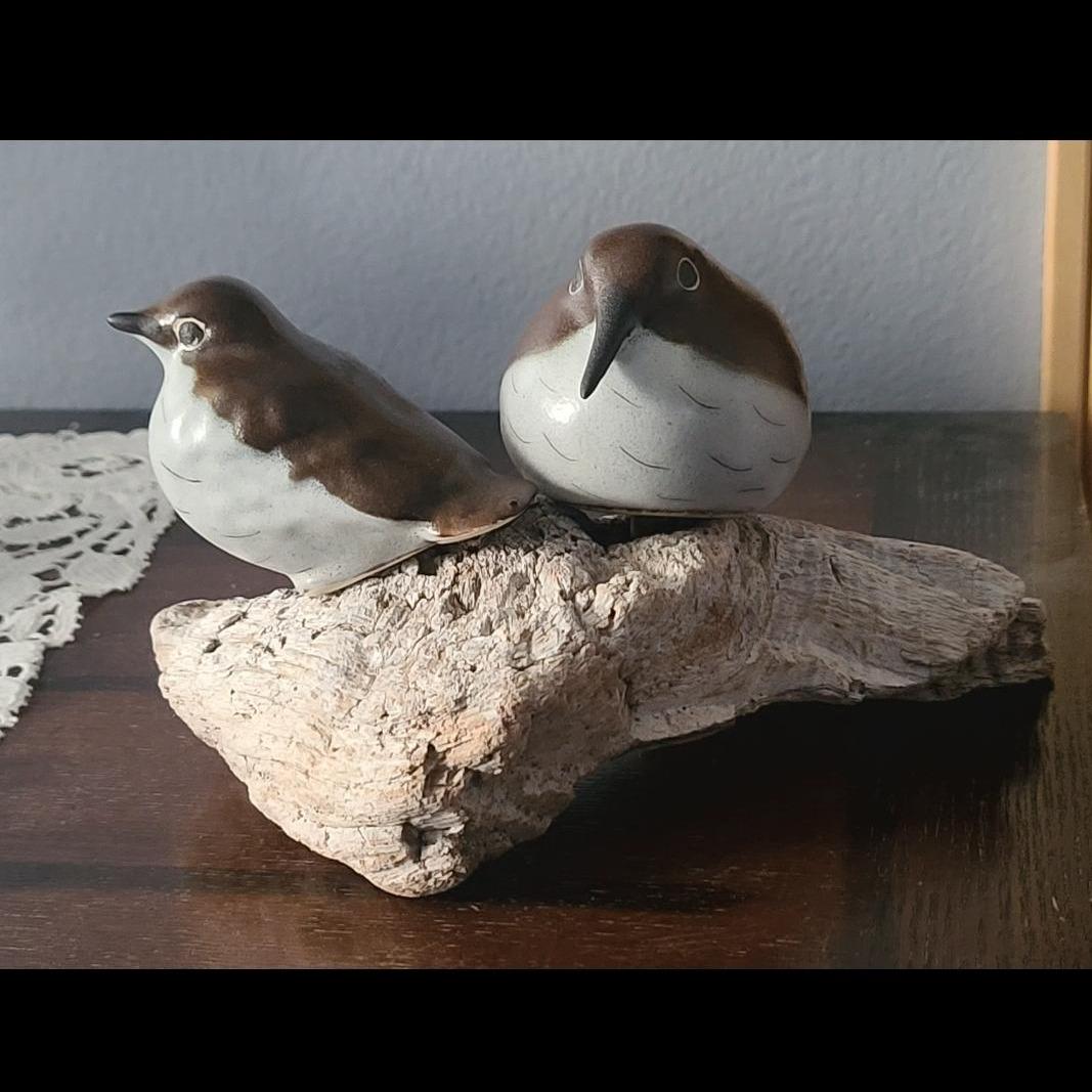 Chonky Pottery Birds On Hand Selected Driftwood- Removable And Re ...