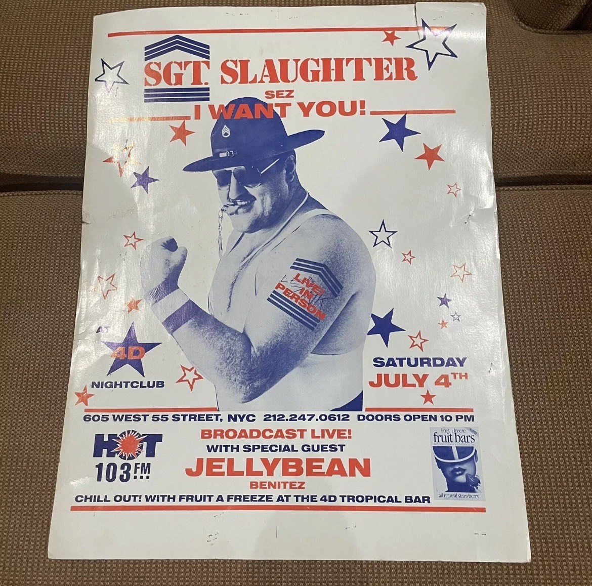 80’s Sgt Slaughter Wrestling Poster New York City WWF Wrestlemania Rare ...