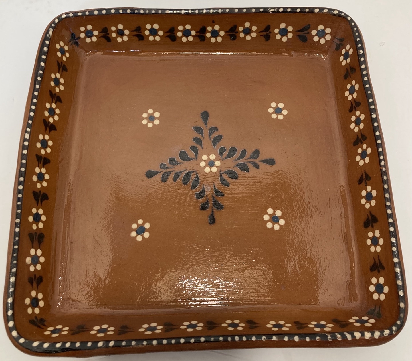 Red Ware Mexico Hand Painted Tray