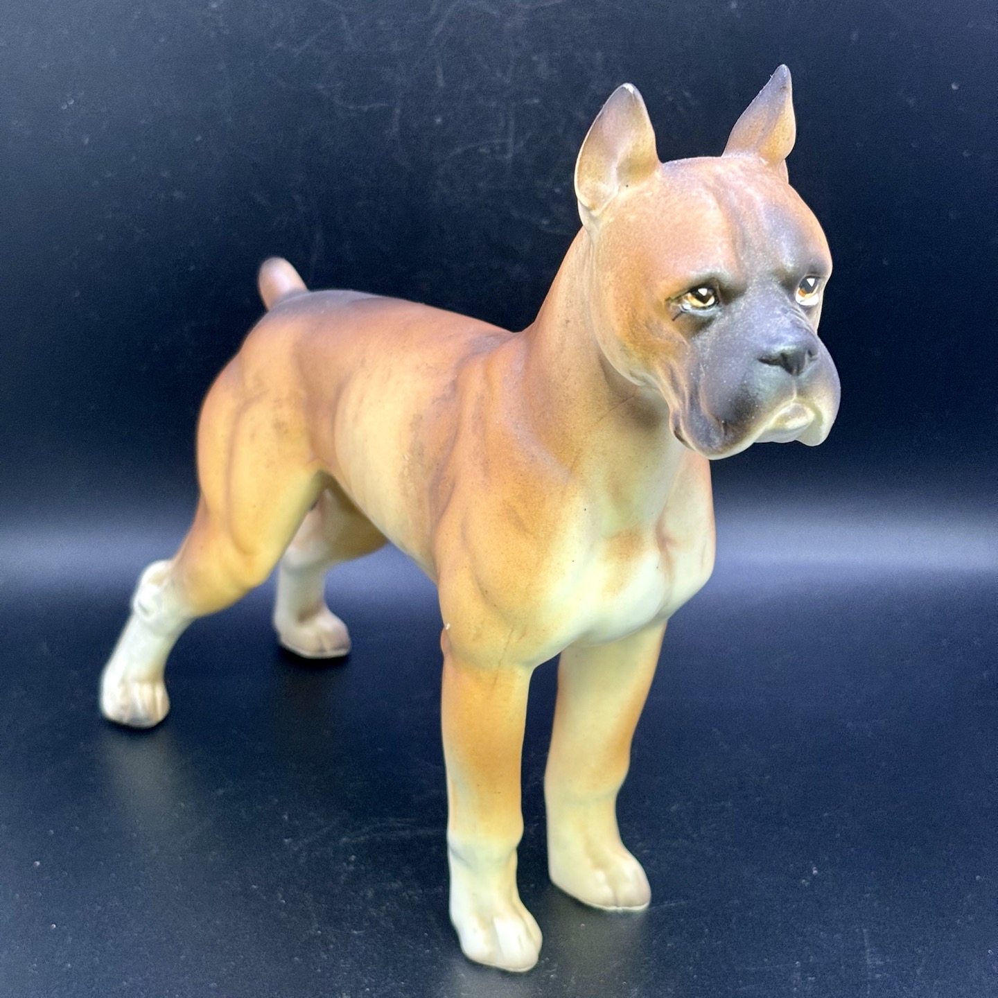 Vintage Japan Brown Porcelain Ceramic Boxer 6.5”x8”