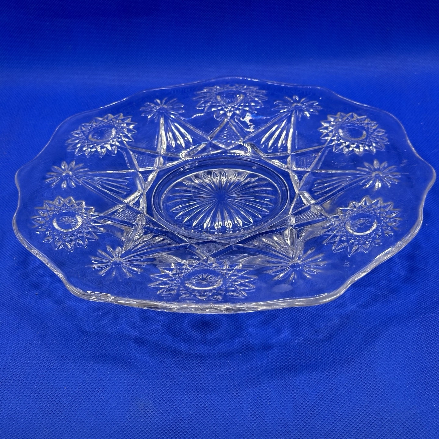 #118 Imperial Glass, Star Of Davies, Glass, Footed, Serving Tray Dish