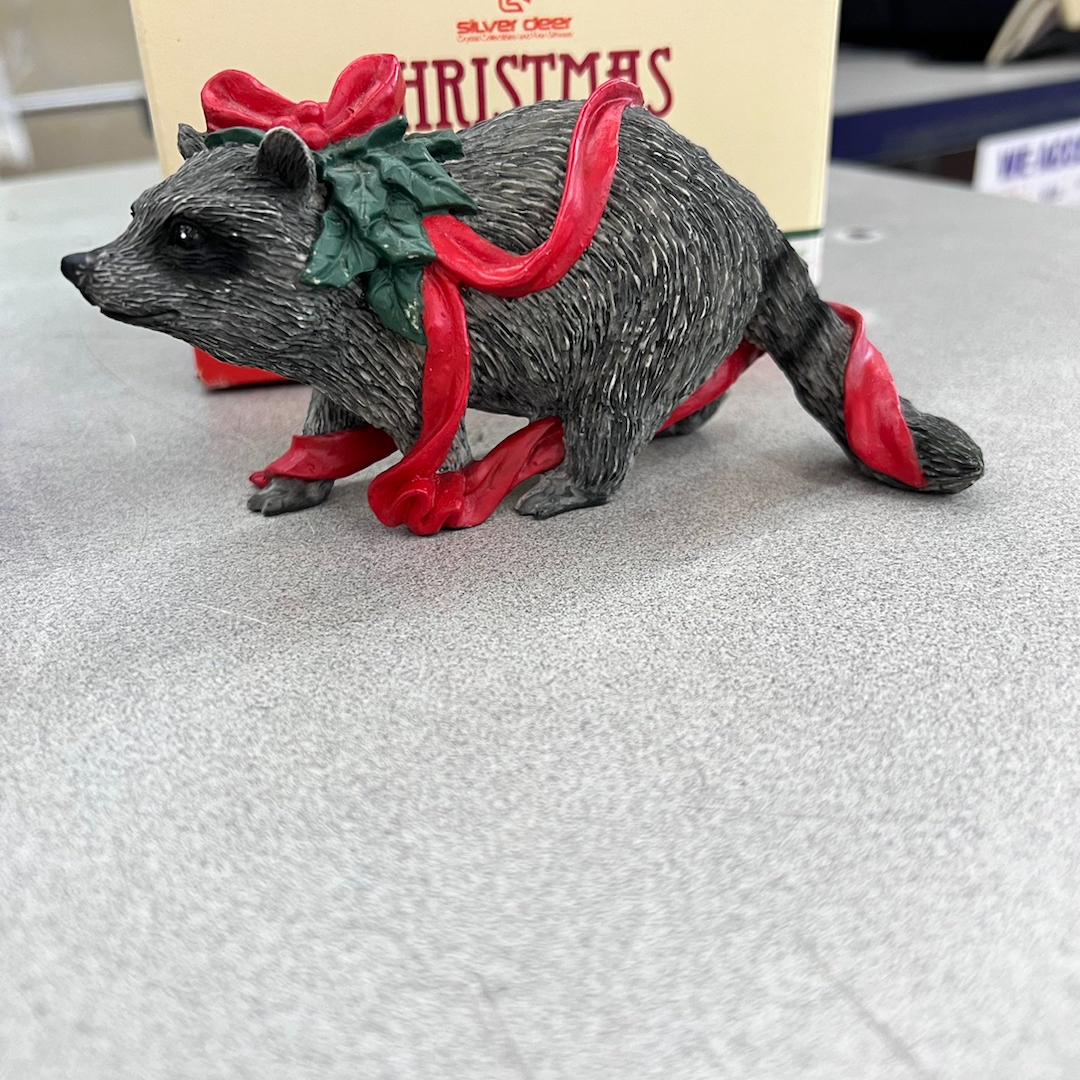 Vintage Christmas Critters Raccoon Ornament With Original Box