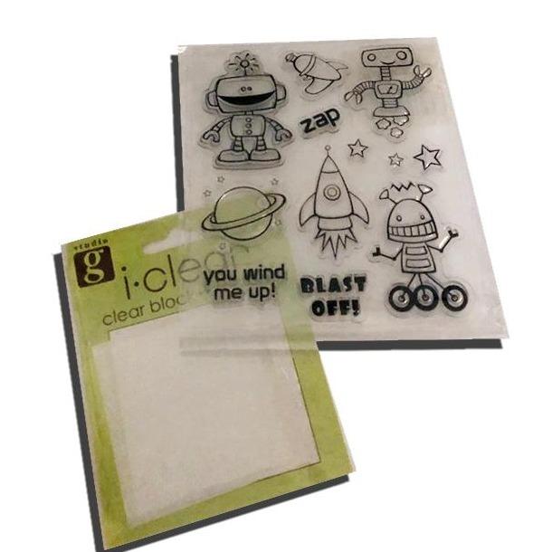 Space Aliens Cling Stamp Set with Studio G Clear Block