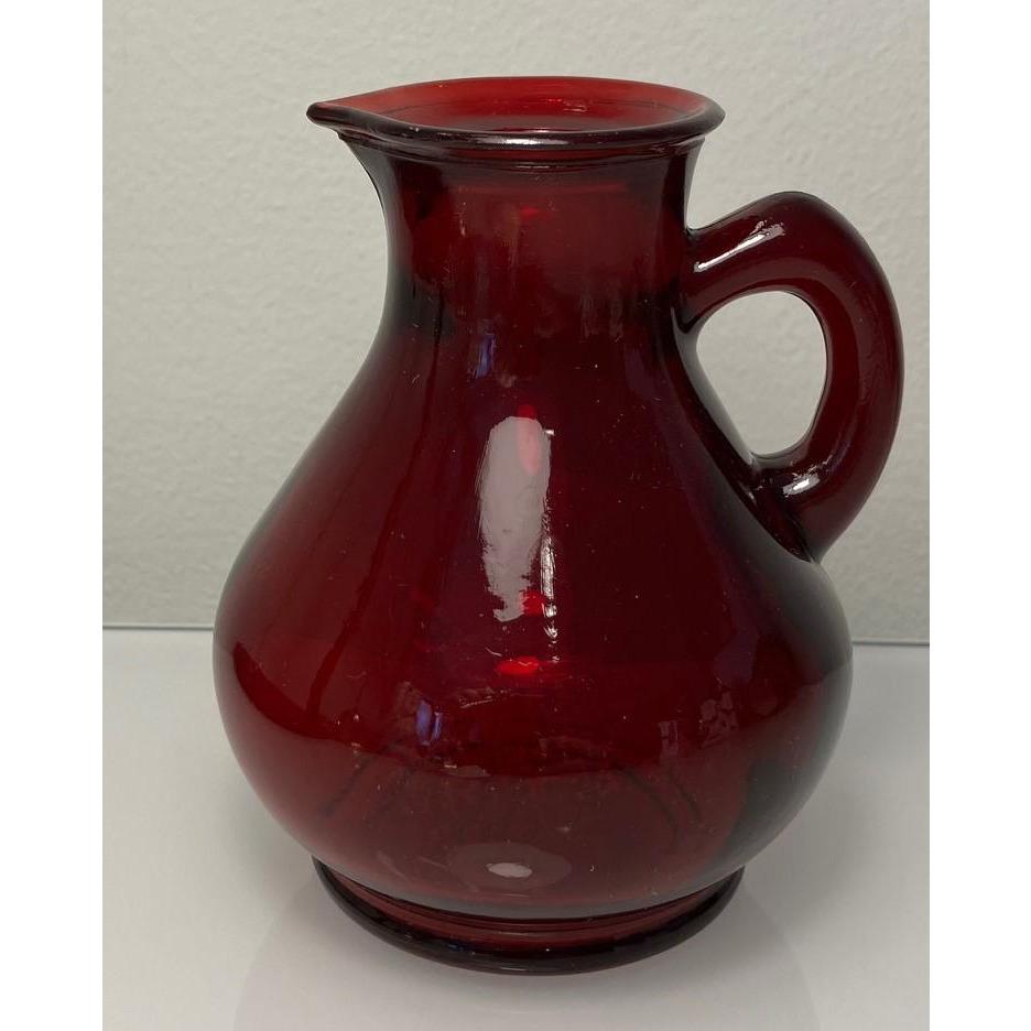 Vintage AVON Red Ruby Glass Pitcher Bud Vase Creamer Missing Stopper