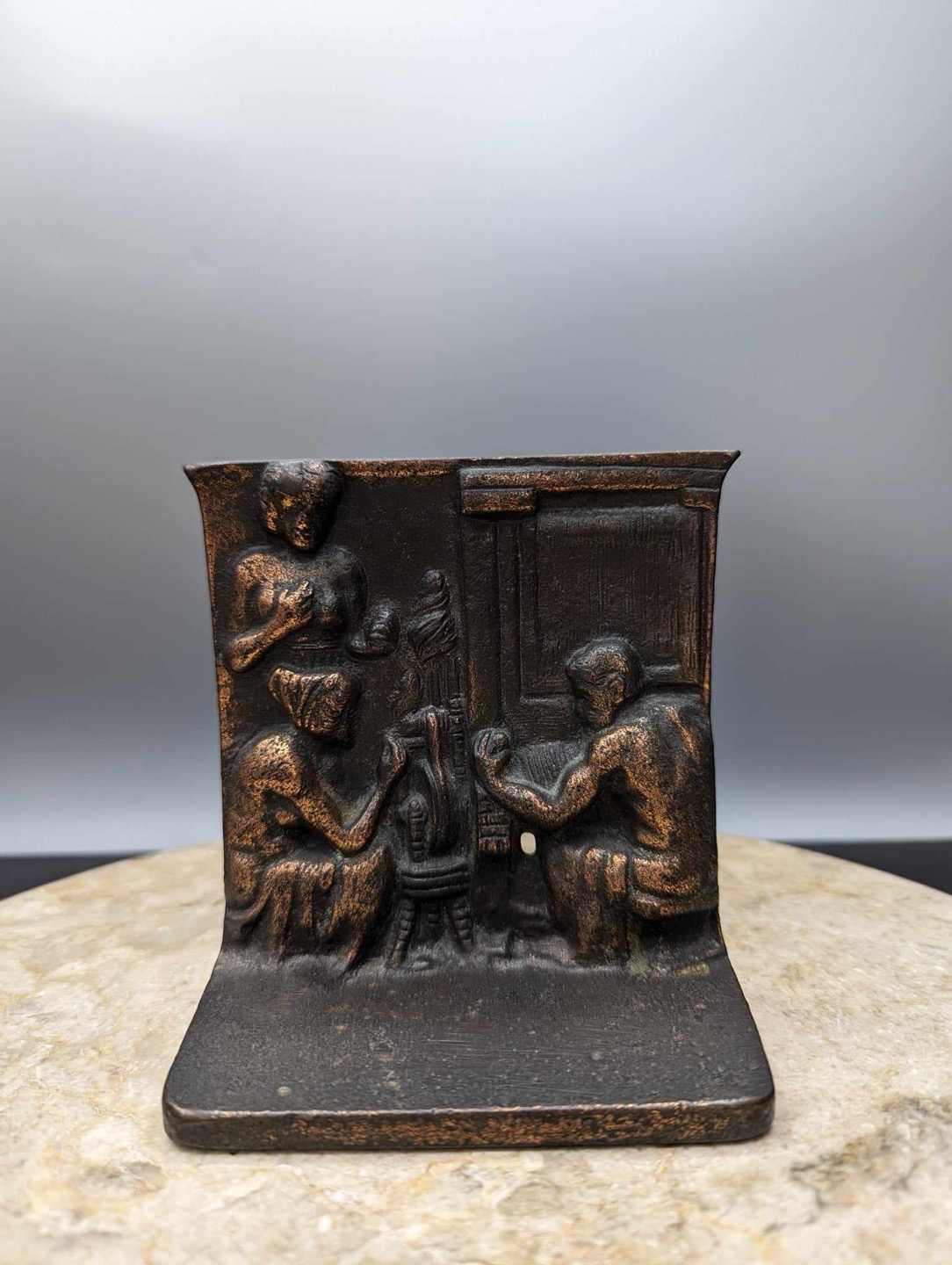 1920's Vintage Cast Iron Bronze Finish Door Stop/Bookend Weavers ...