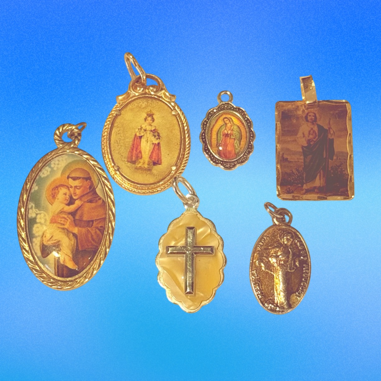 Lot/6 Assorted Fancy Religious Medals