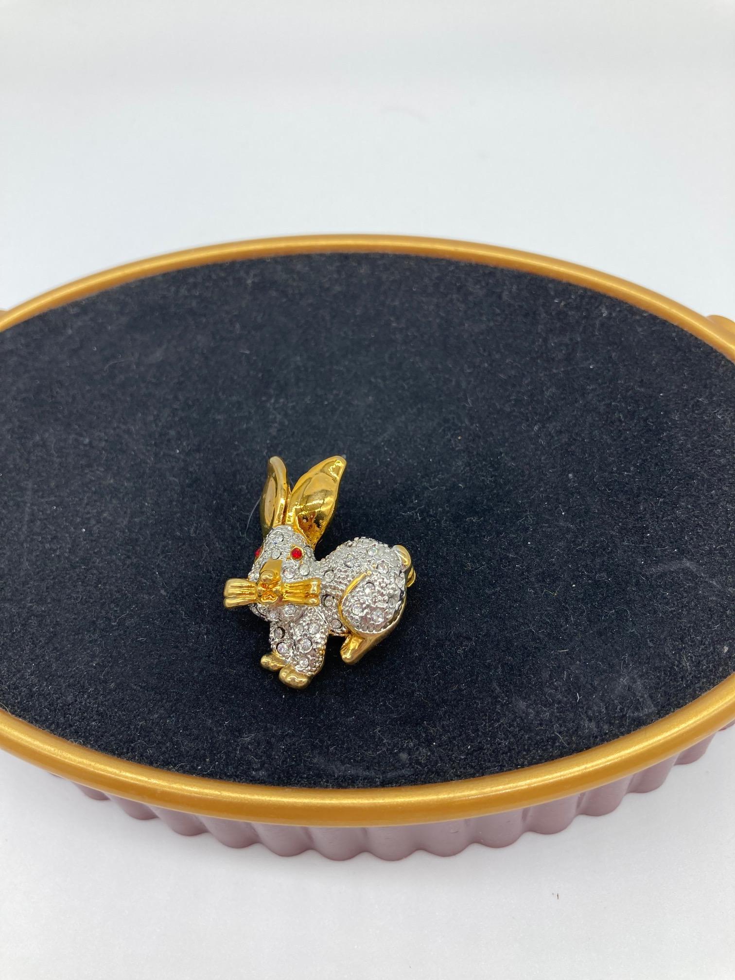 Rabbit Whiskers Pin Easter Bunny Rhinestone Crystal Cute