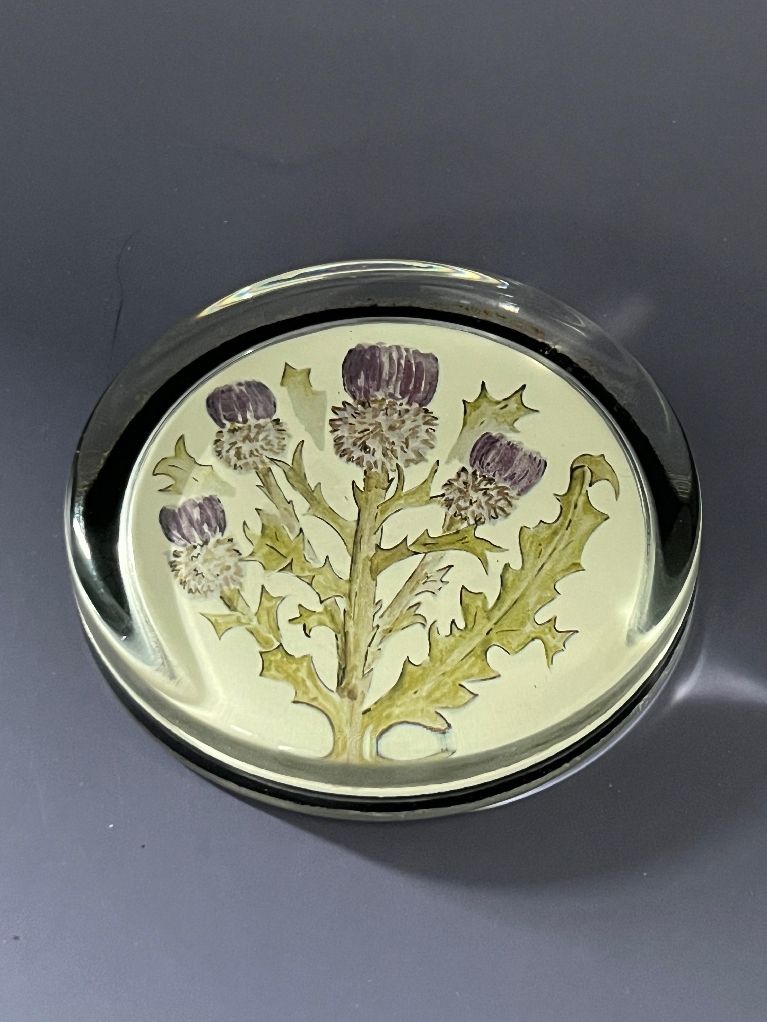 Scottish Thistle Glass Paperweight