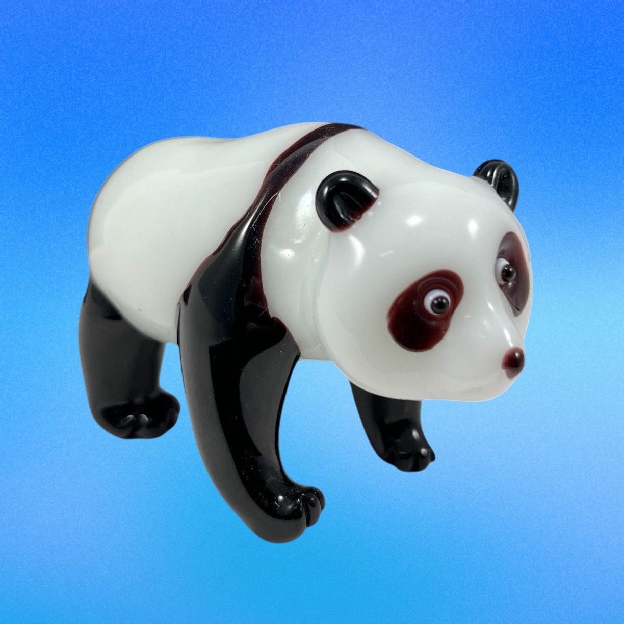 Art Glass Panda Figurine, Lampwork Glass Panda Bear Figurine, Vintage ...