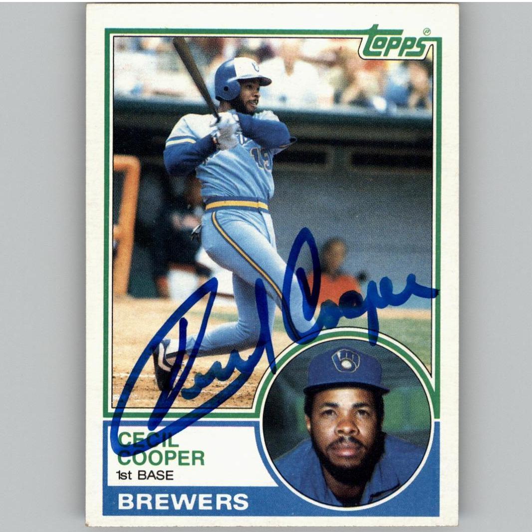 Cecil Cooper Signed Milwaukee Brewers 1983 Topps Baseball Card #190