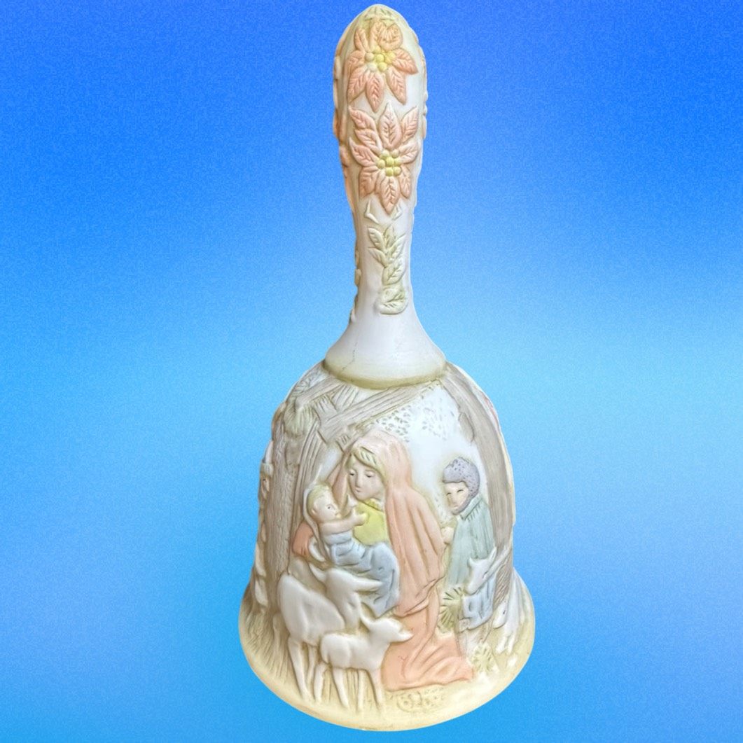 Lefton Christopher Collection 6.75" Come All Ye Faithful Nativity Bell ...