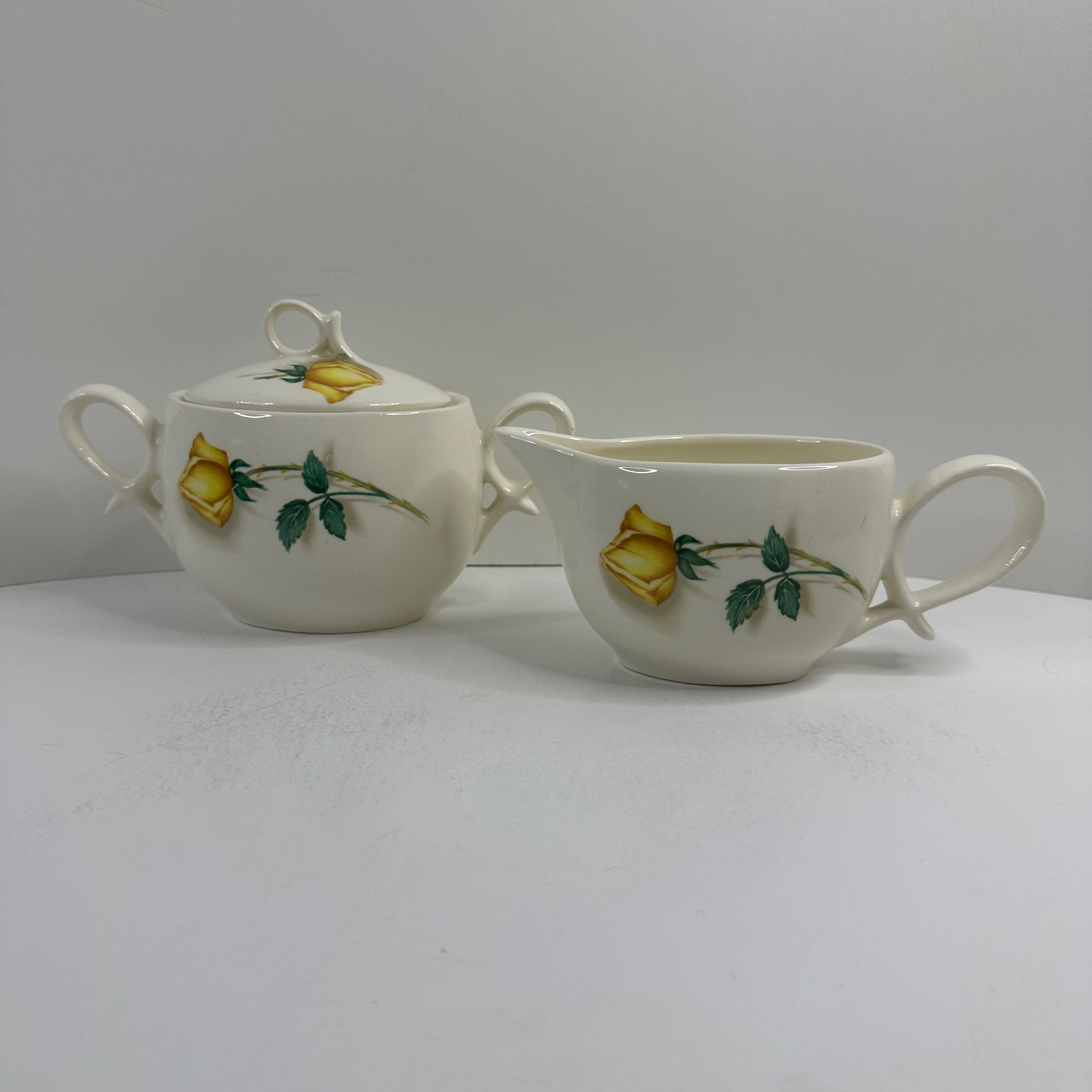 Canonsburg Sky Line Temptation Simplicity Yellow Rose Creamer & Sugar ...