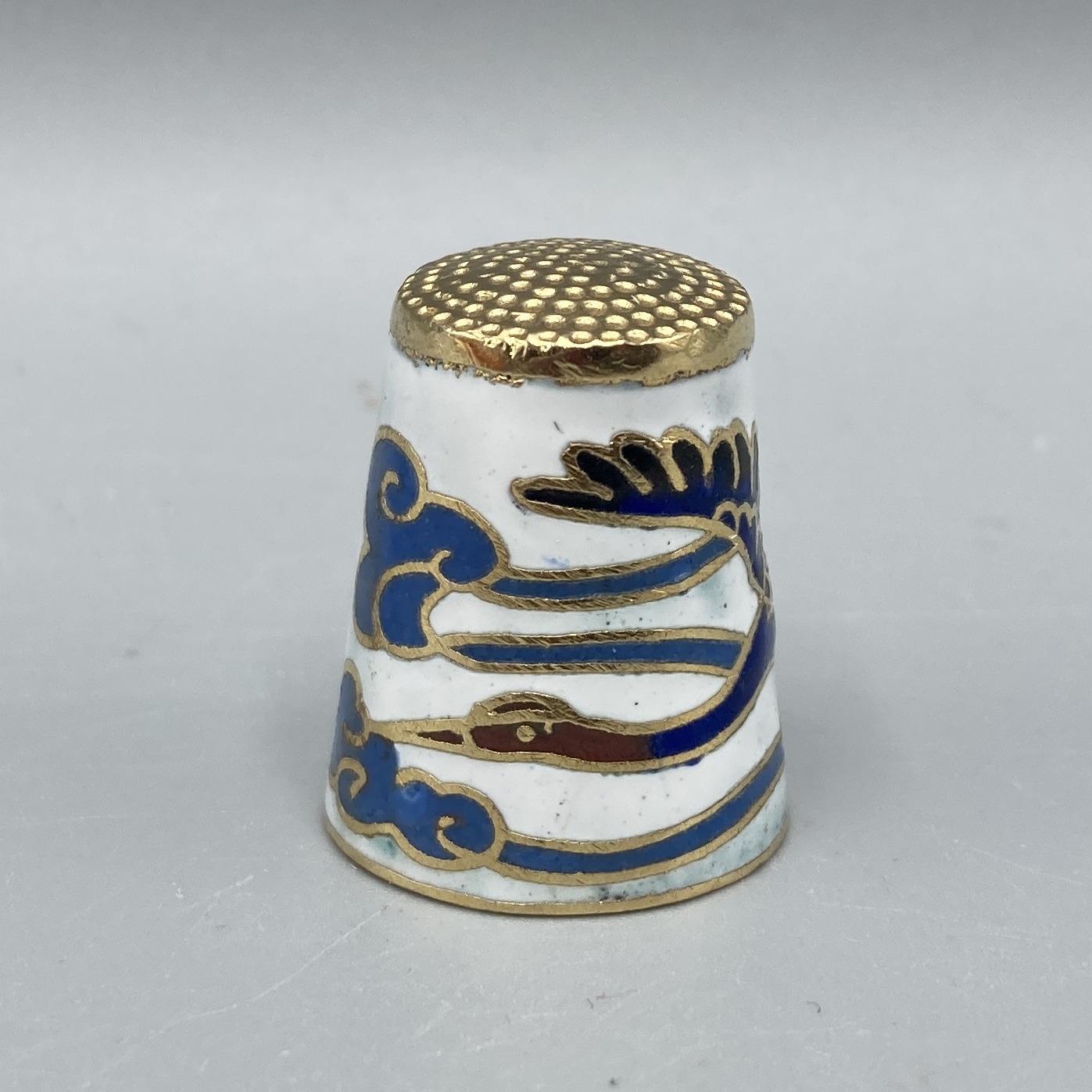 Cloisonne Stork Crane Bird Thimble