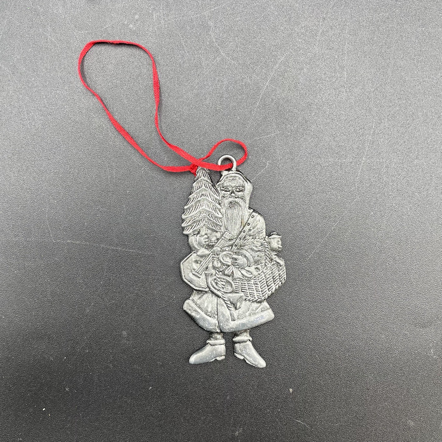Pewter Santa Claus Hanging Metal Christmas Ornament