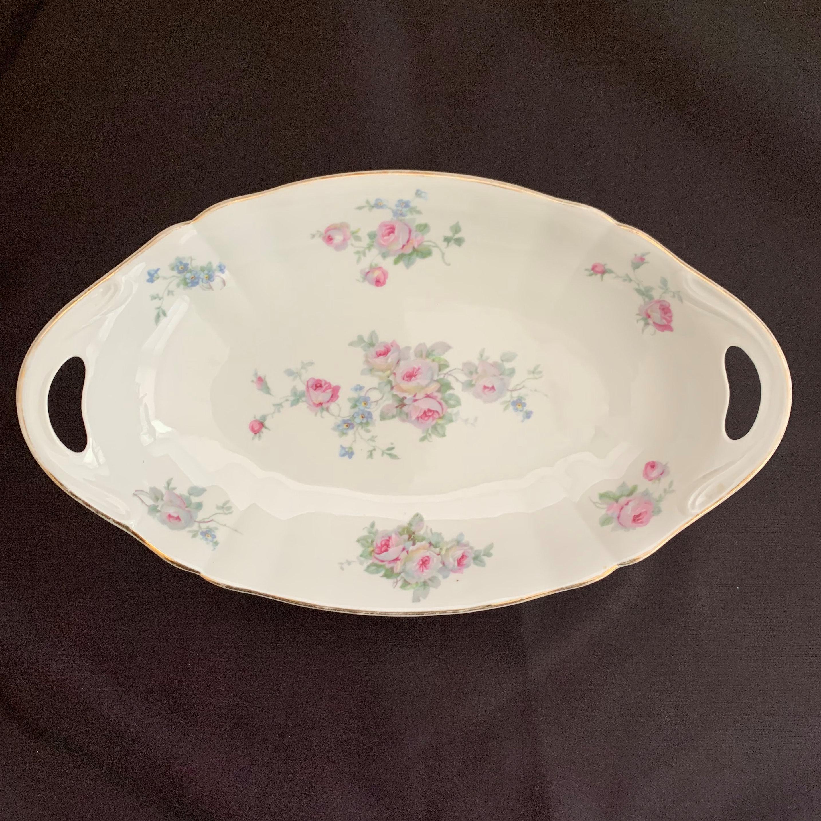 Kahla Oval Porcelain Serving Dish Made Germany Floral Rose Cottage Core Vintage