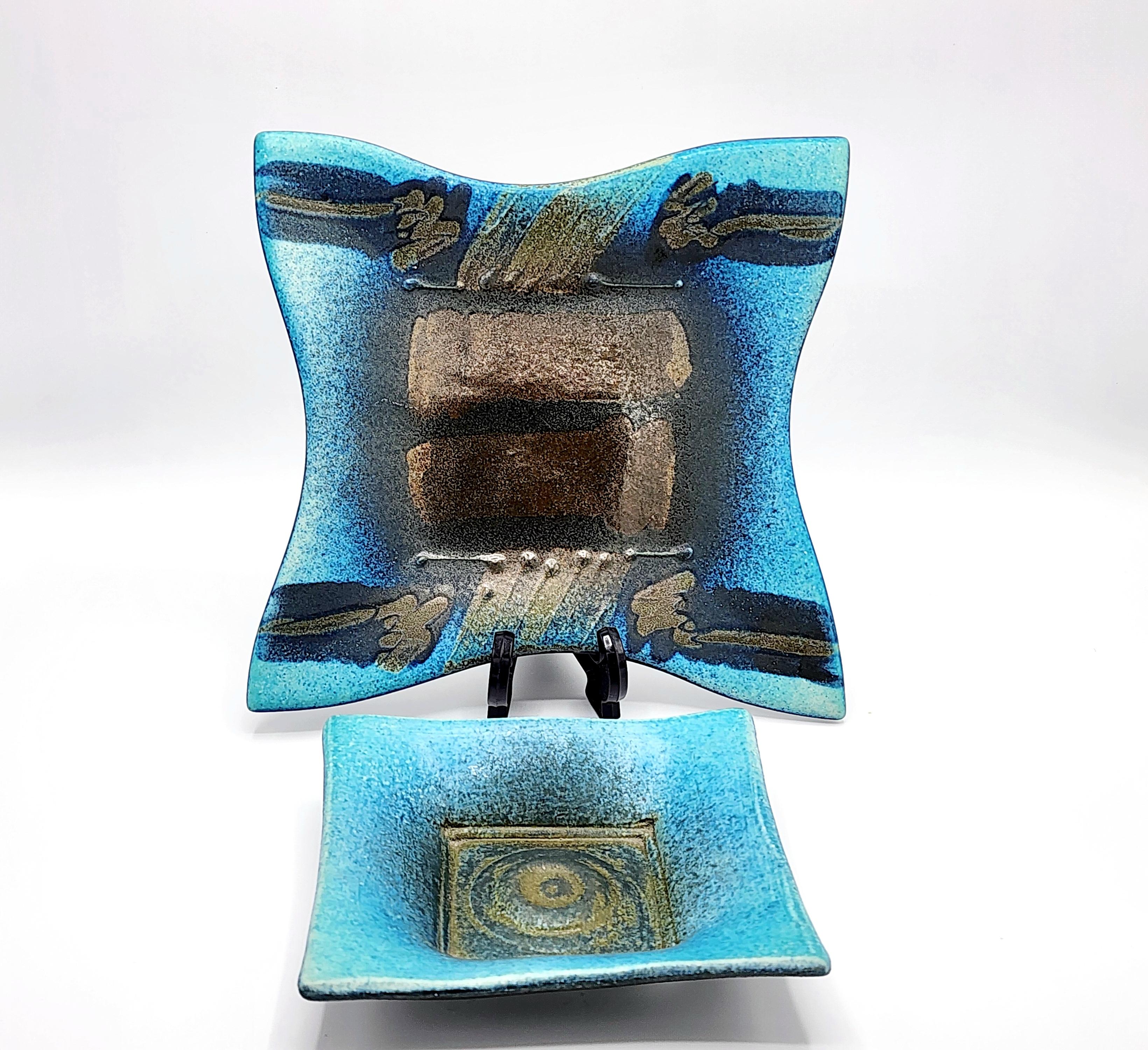 Vintage Studio Art Pottery Dish Set Mid Century Marked