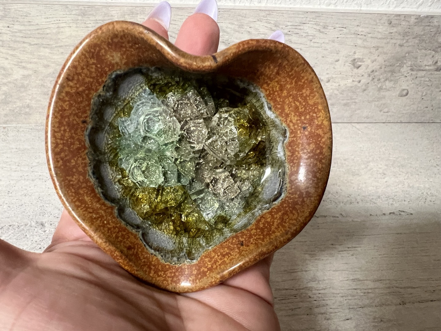 Studio Pottery Geode Heart Trinket Dish