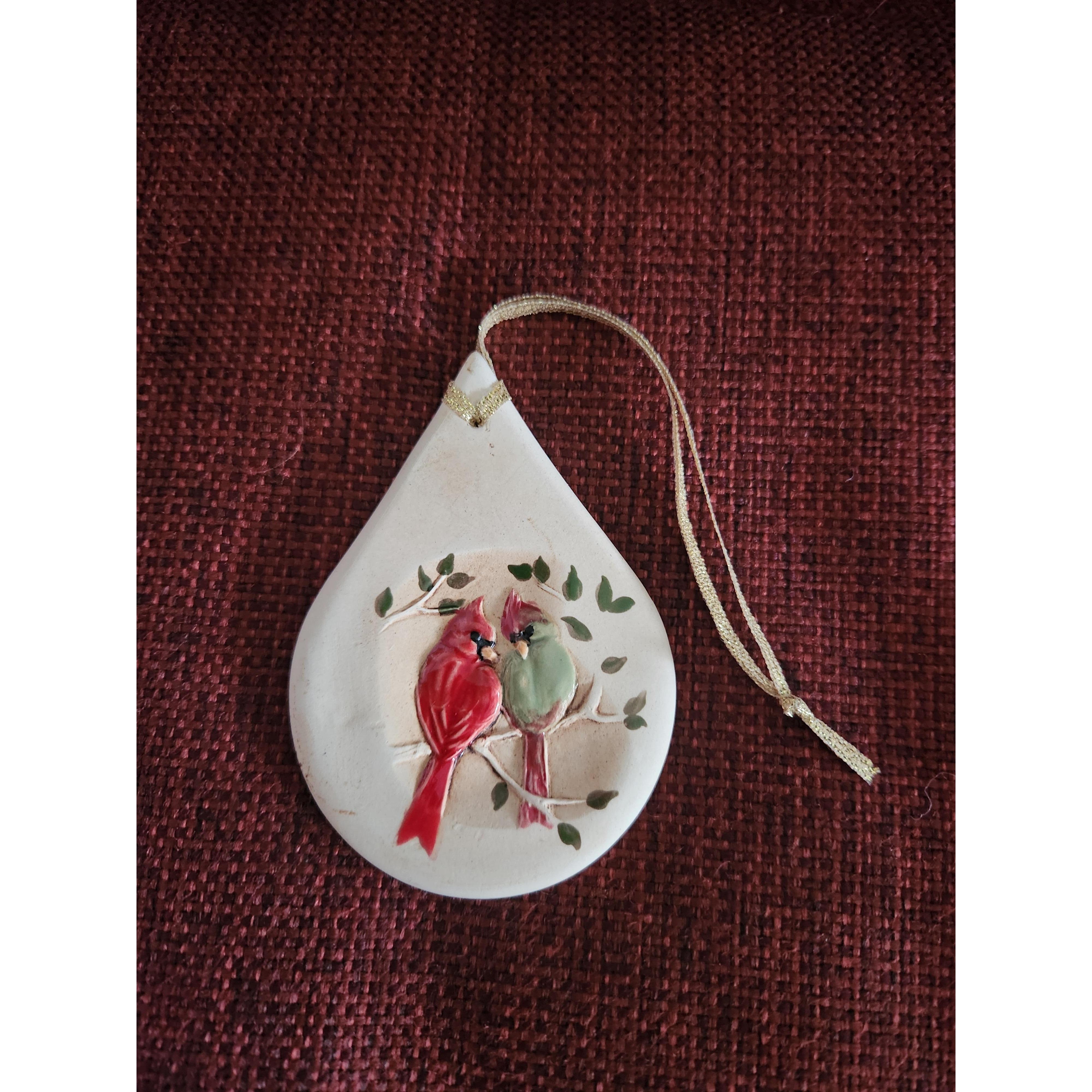 Jen Stein Cardinal Ceramic Ornament - signed